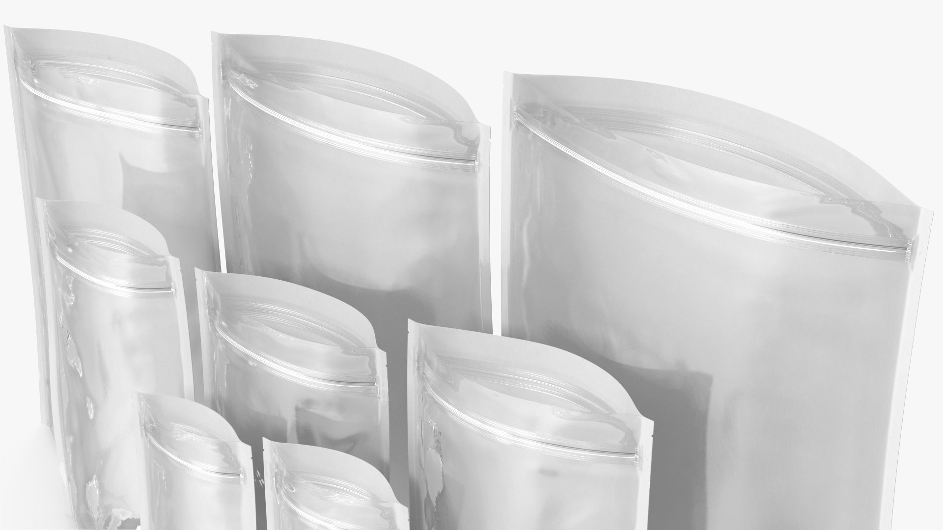 Zipper White Paper Bags with Transparent Front Open Mockup 3D model ...