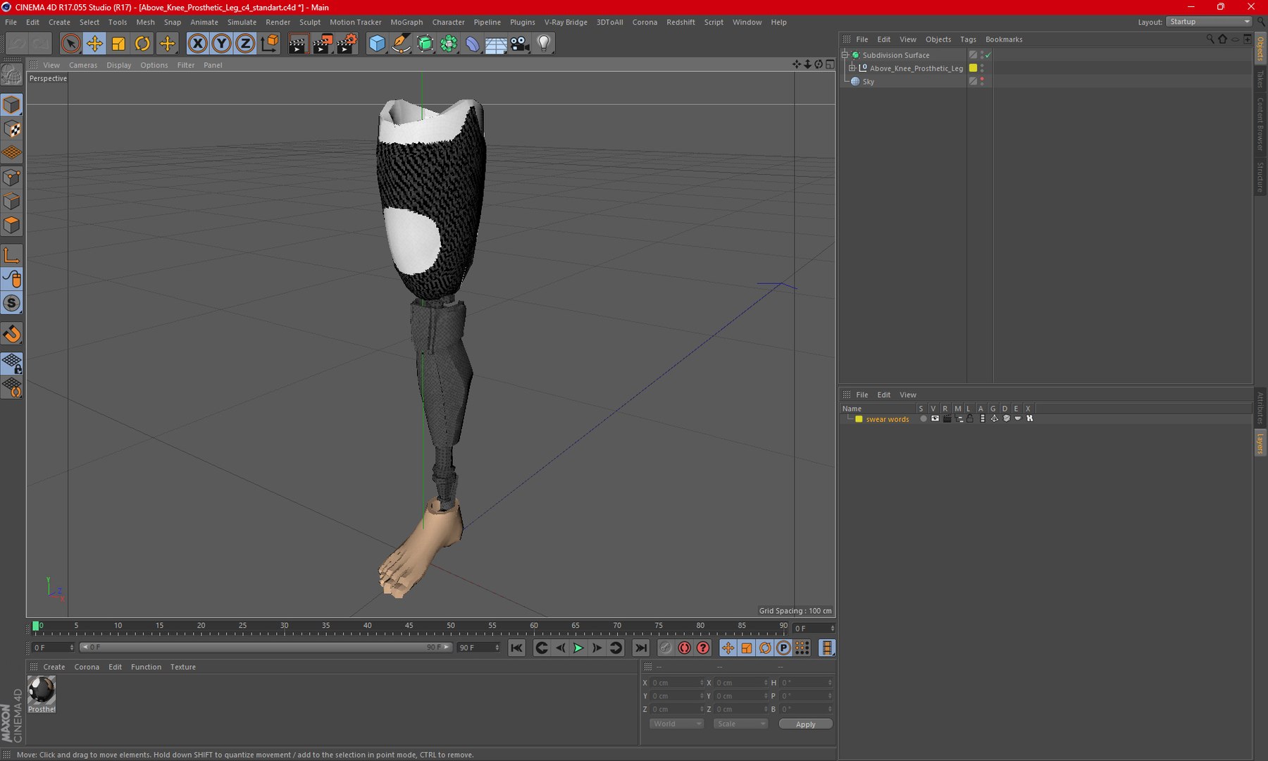3D Model Above Knee Prosthetic Leg - TurboSquid 2161310