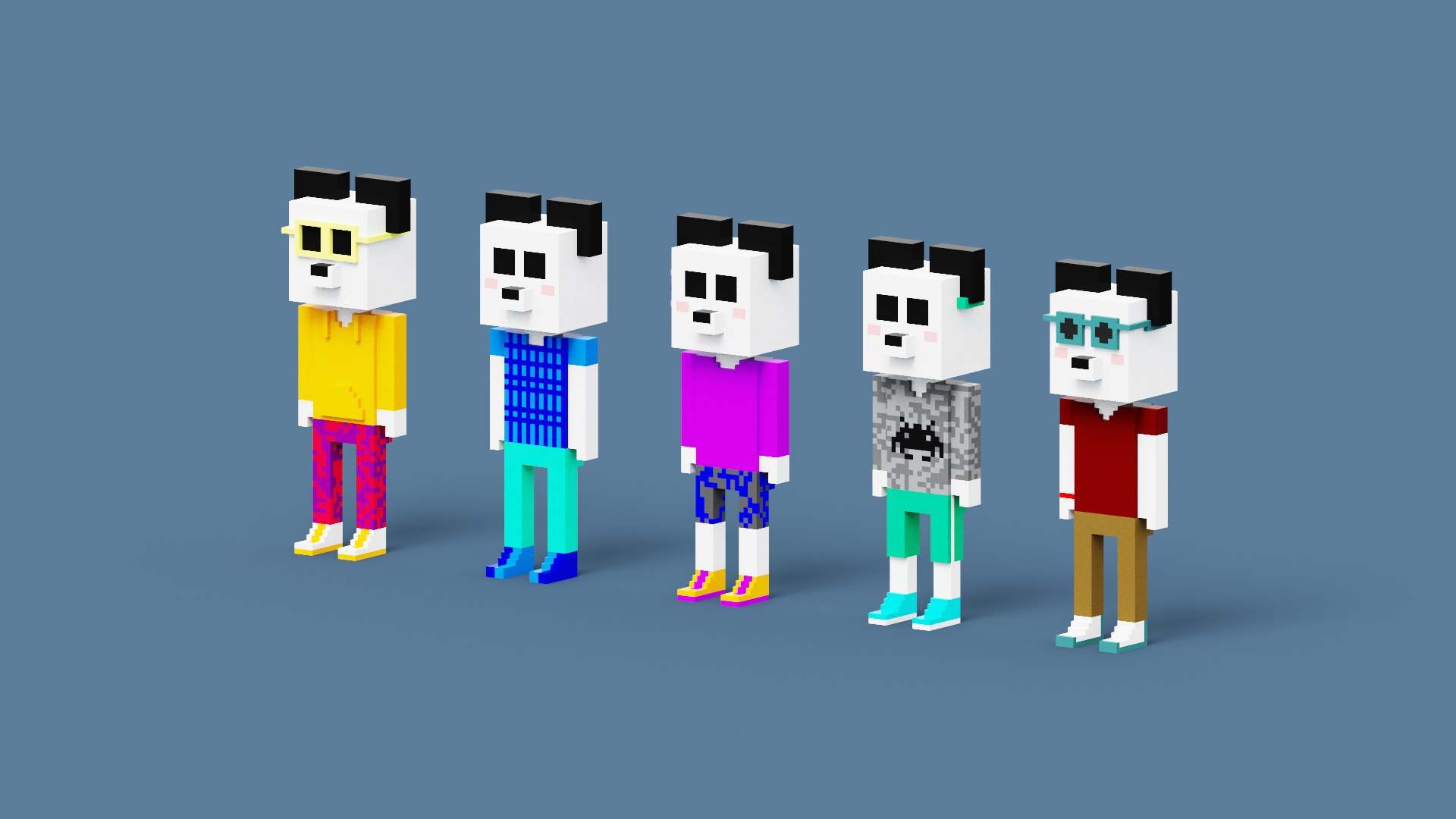 NFT Voxel Panda Characters Model - TurboSquid 1910521