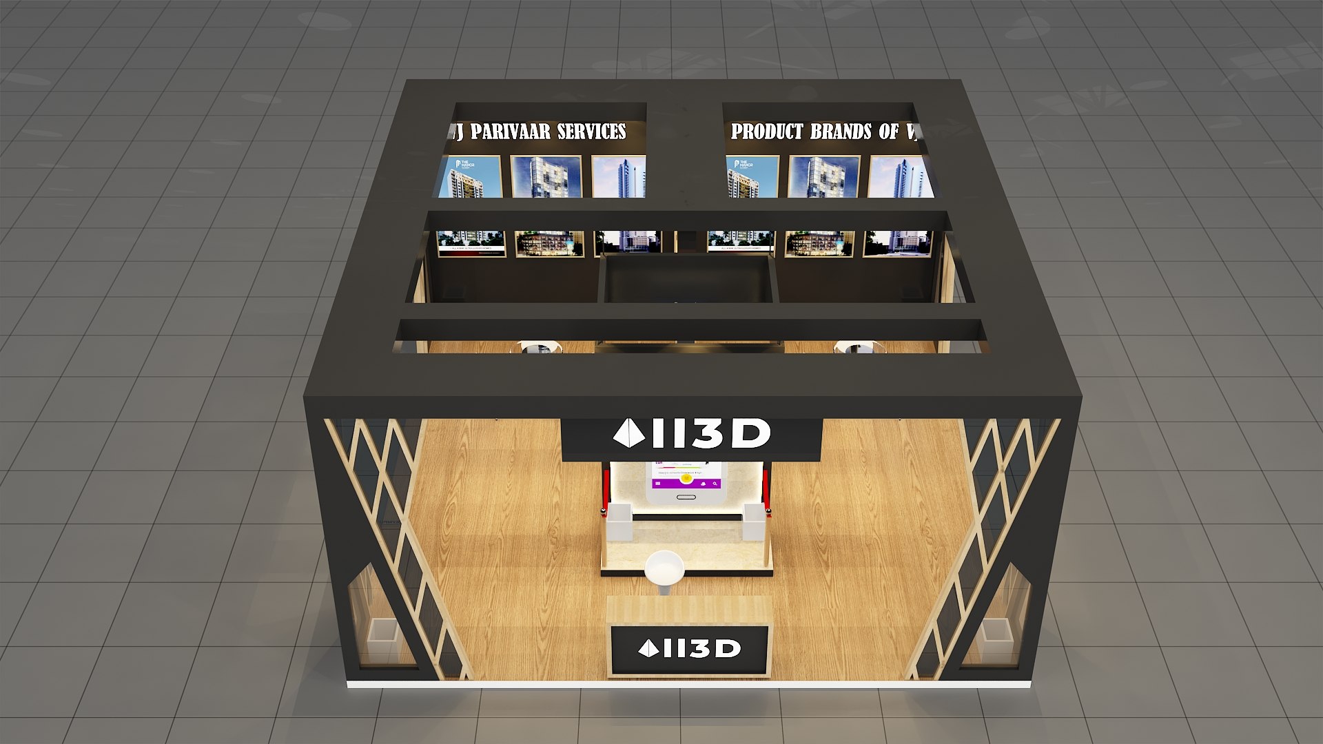 Exhibition Stand Three Side Open 7X7 3D - TurboSquid 2151938
