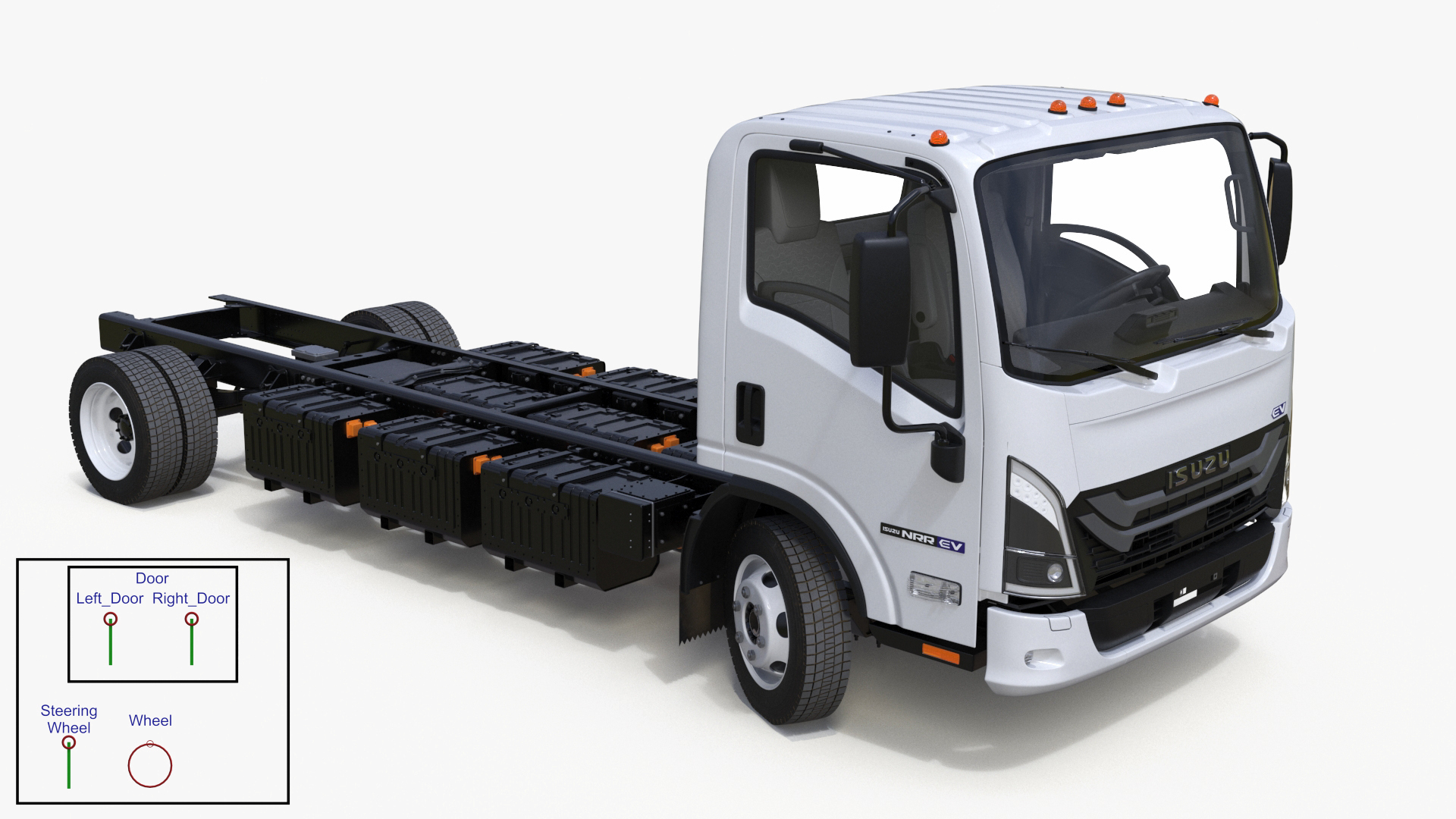 3D Model Isuzu Truck NRR EV 176 Inch No Body Rigged - TurboSquid 2386257