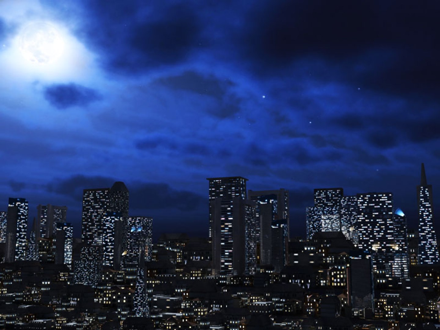 Midnight City Building Skyscrapers 3d Max