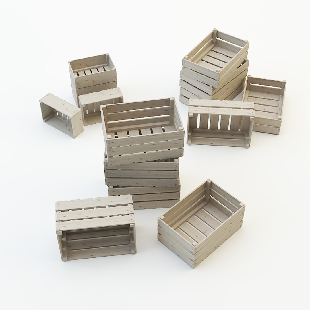 Realistic Wooden Crate 3d Model