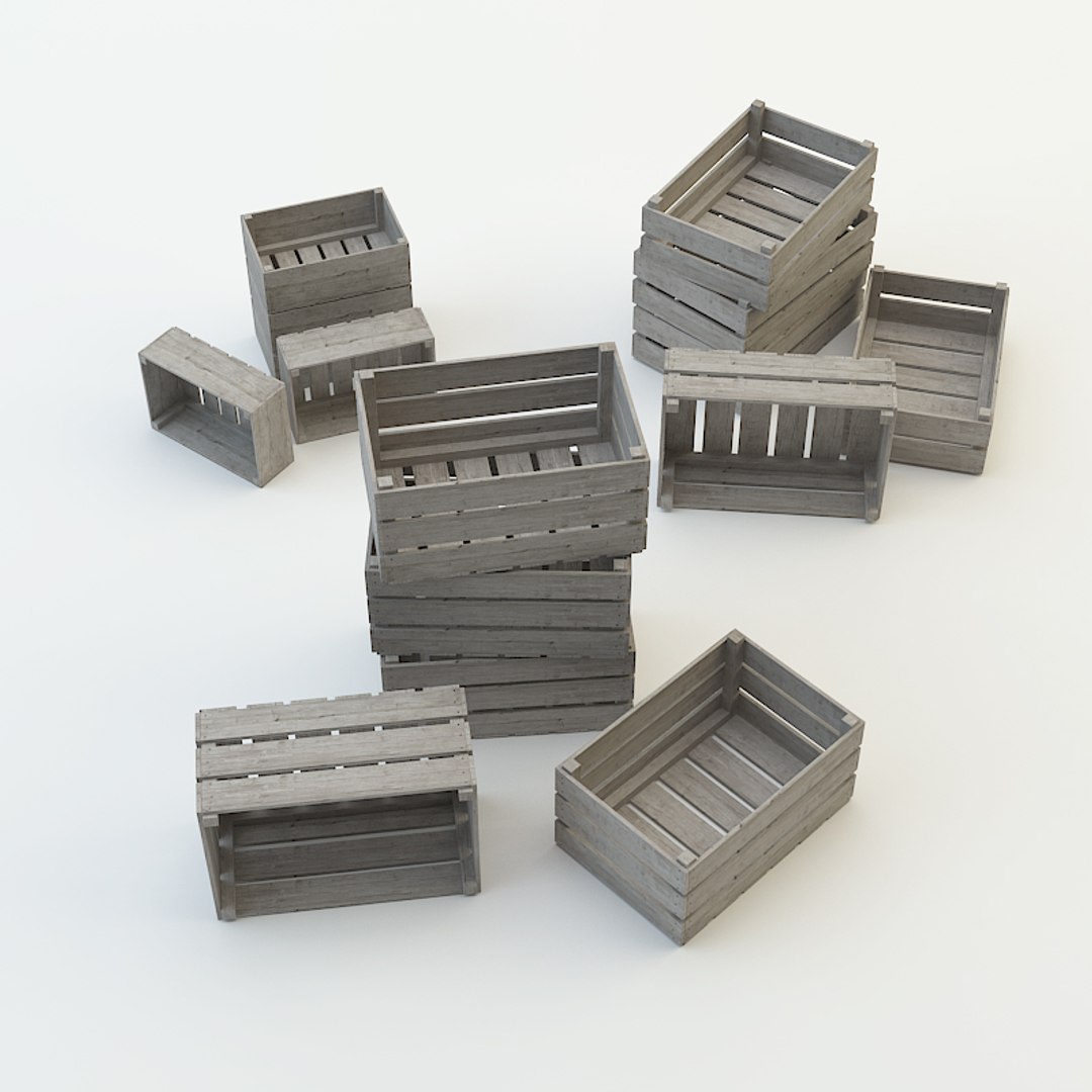 Realistic Wooden Crate 3d Model
