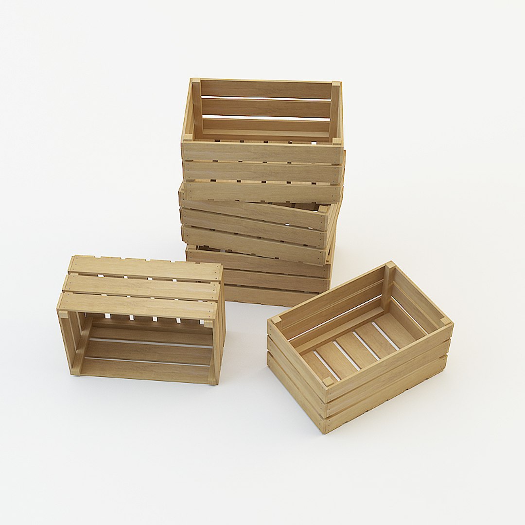 Realistic Wooden Crate 3d Model
