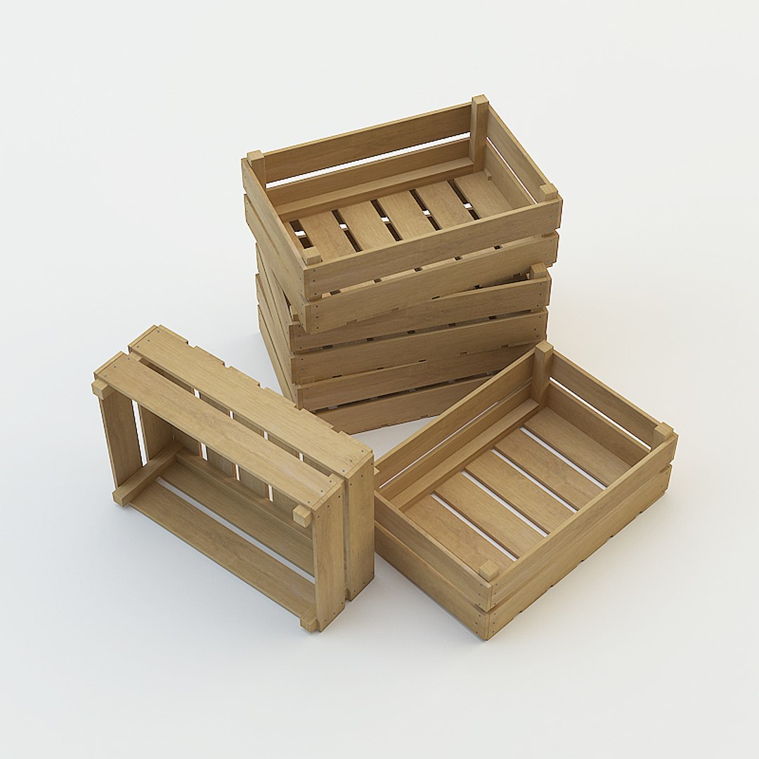 Realistic Wooden Crate 3d Model