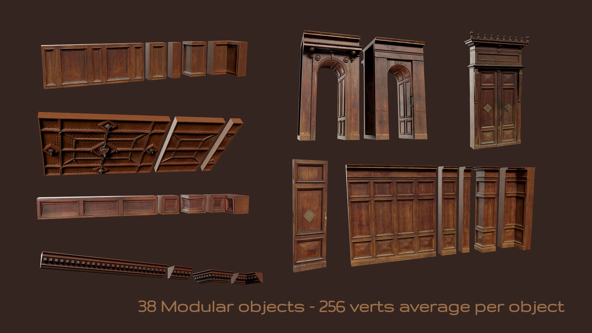 3D Modular Classic Wooden Panel Kit Model - TurboSquid 2404690