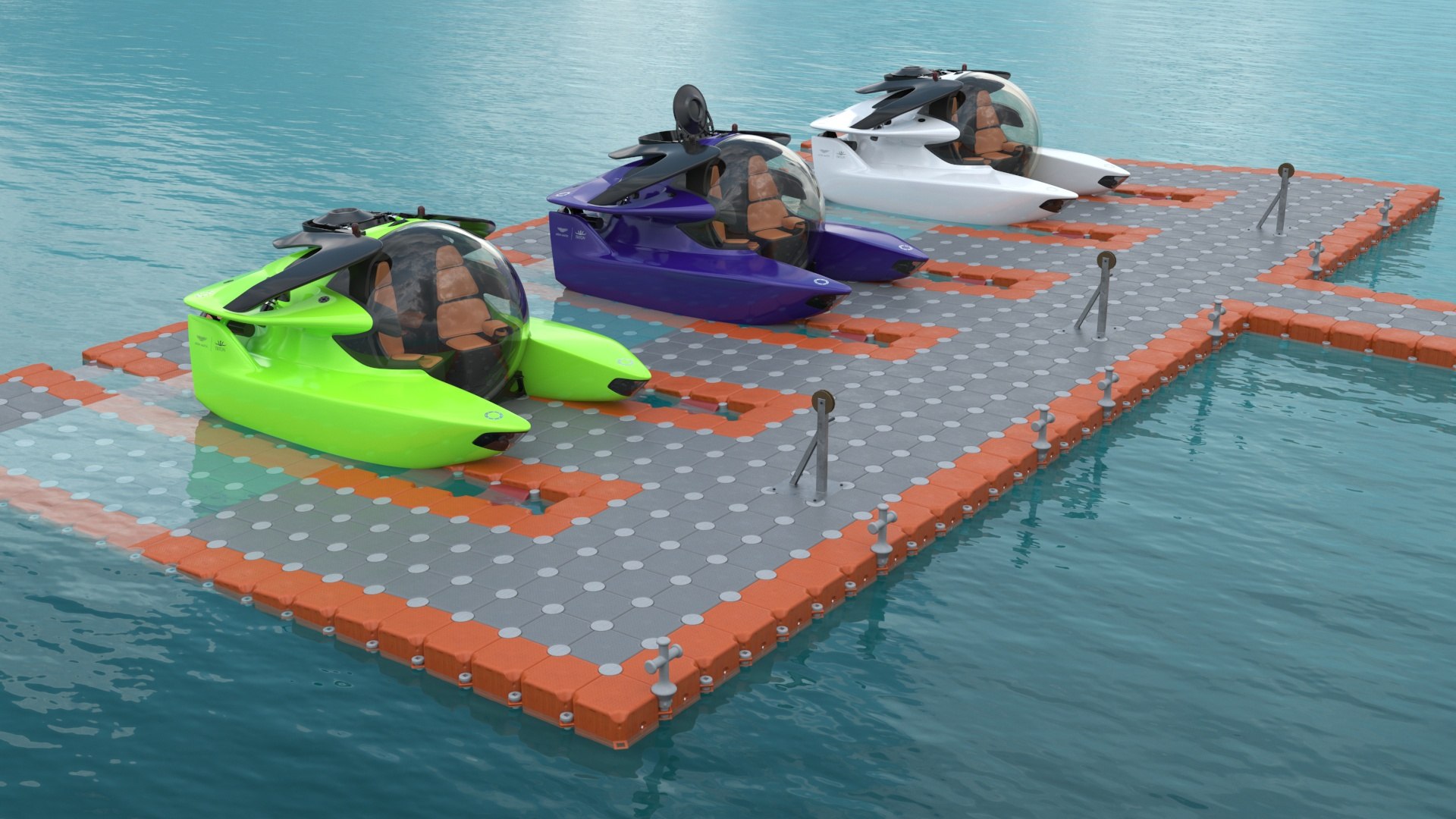3D Model Aston Martin Submarine Floating Pontoon Cubes Rigged ...