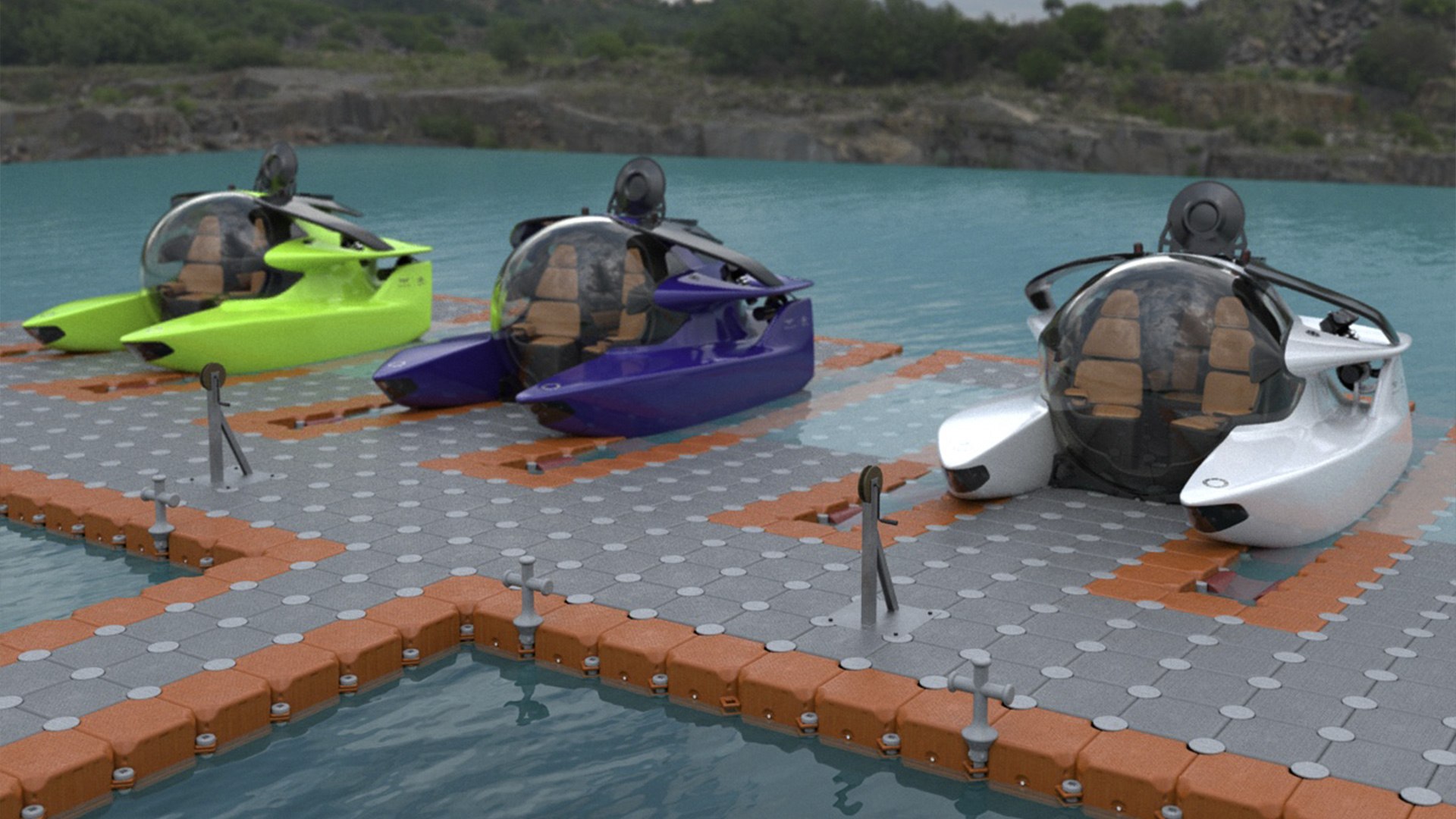 3D Model Aston Martin Submarine Floating Pontoon Cubes Rigged ...