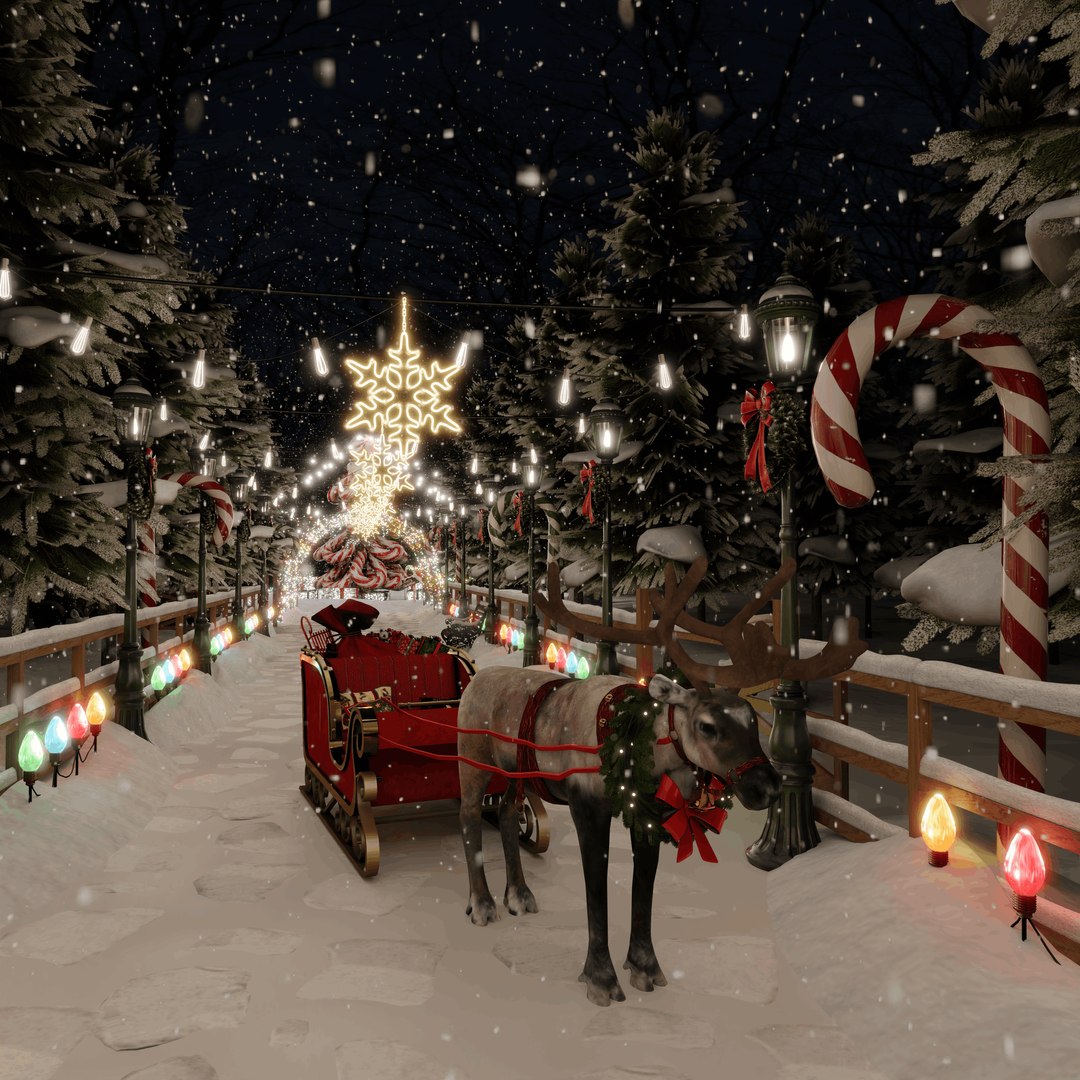 3D Model Christmas Forest Blender Scene - NIGHT - TurboSquid 2260074