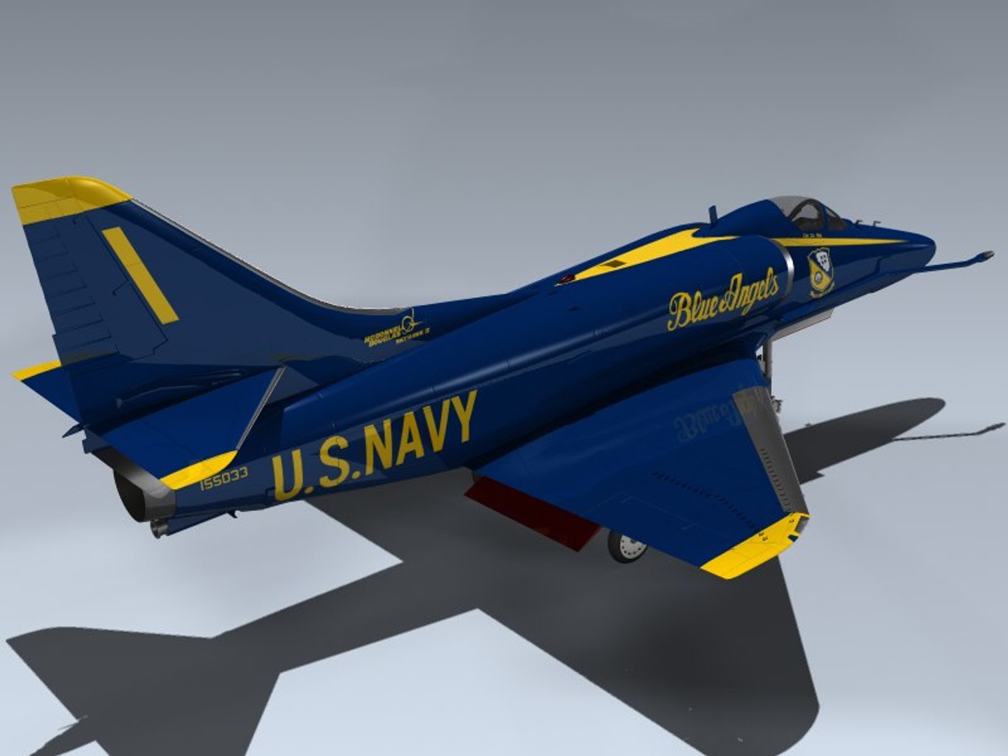 A-4f Skyhawk Blue Angels 3d Model