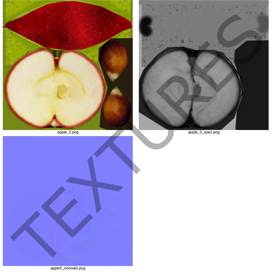 Red Apple Slice 3d Model