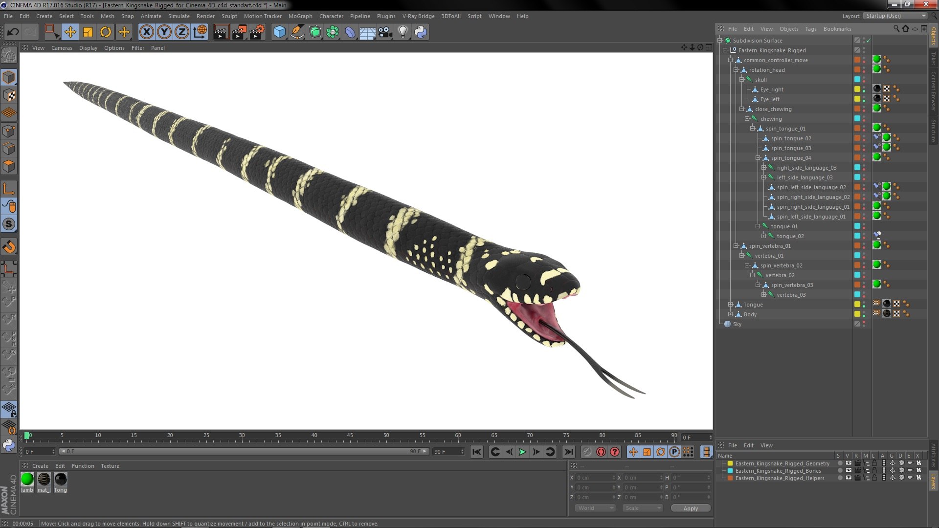 Eastern Kingsnake Rigged For Cinema 4D 3D Model - TurboSquid 1980950