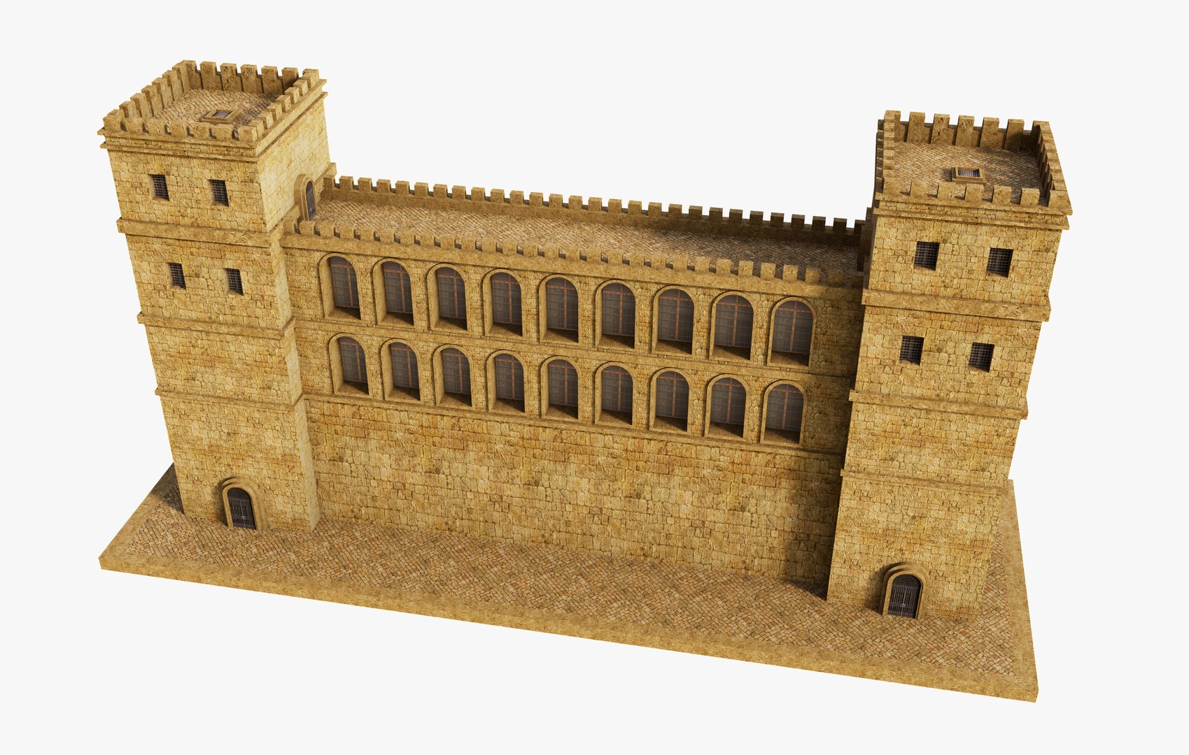 Free Fantasy Wall Towers Model - TurboSquid 2377053
