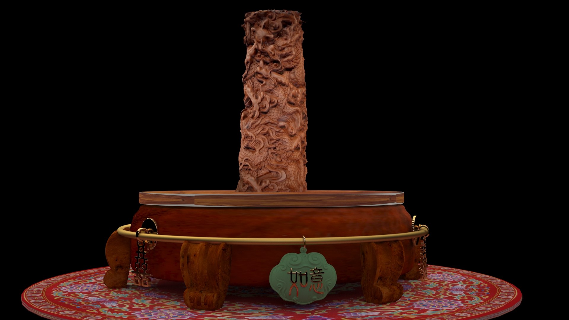 3D Chinese Wood Carving Column - TurboSquid 2281116