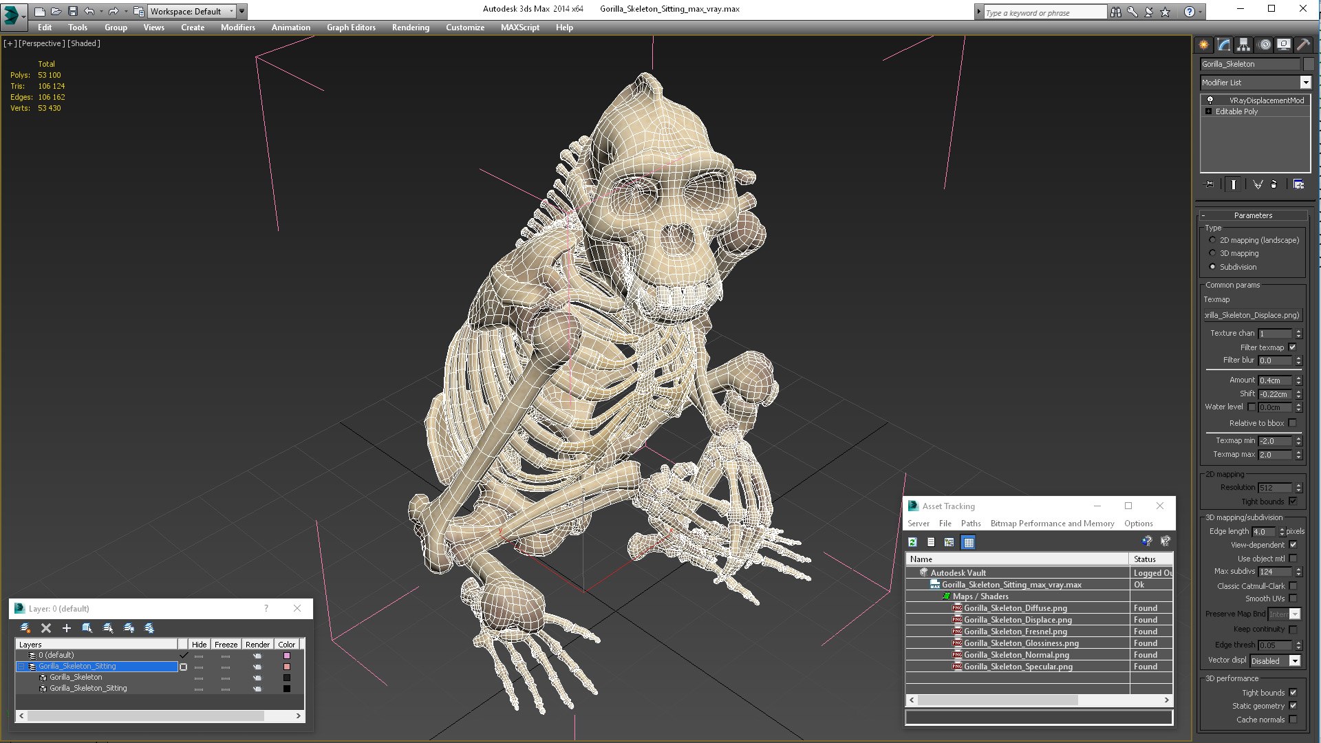 3D Gorilla Skeleton Sitting model - TurboSquid 2061417