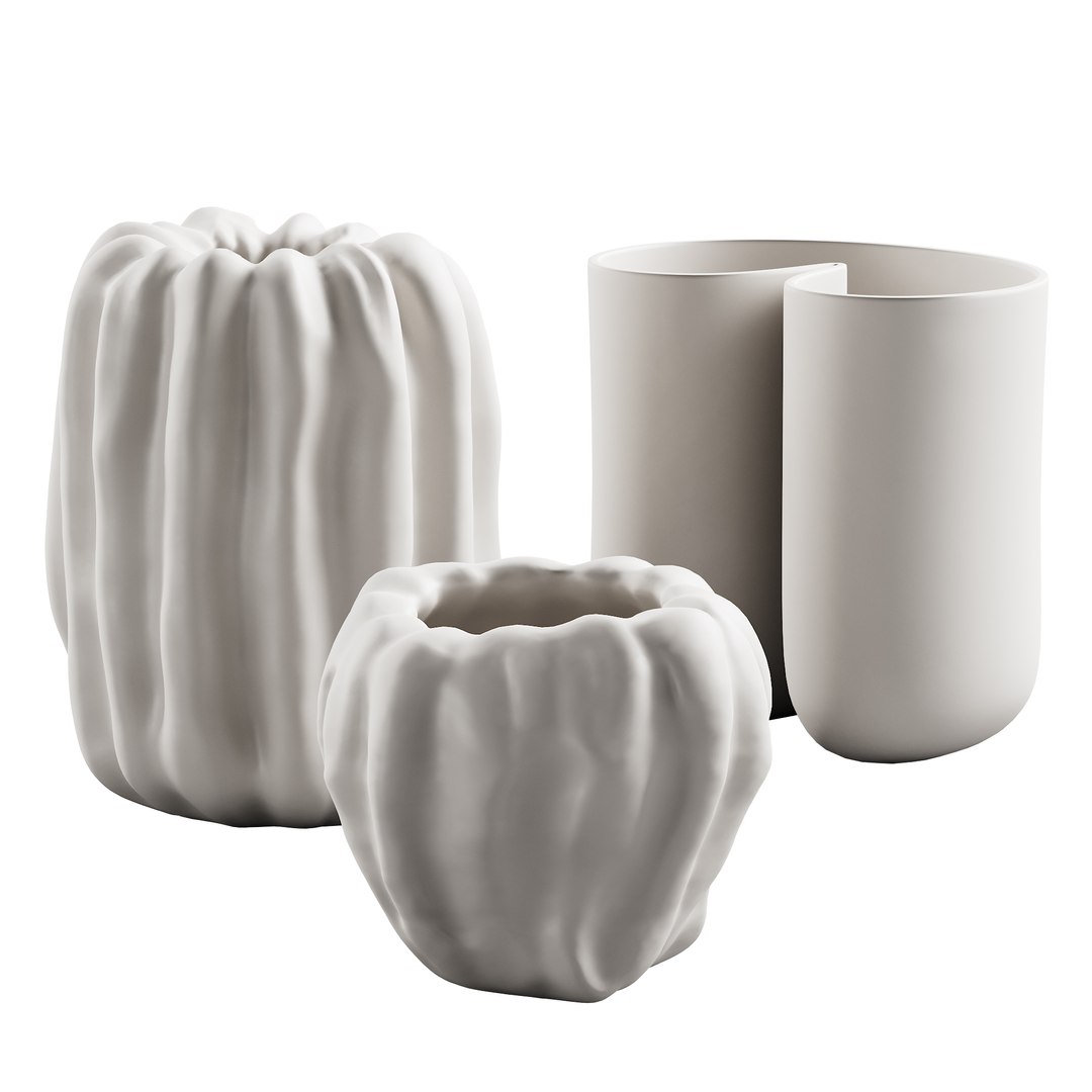 412 decorative vases and pots 07 deformed folded relief vase 06 3D ...