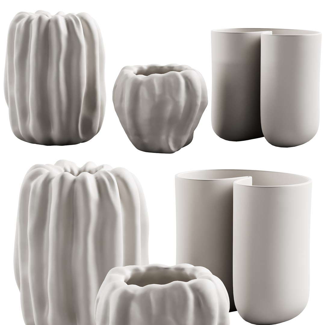 412 decorative vases and pots 07 deformed folded relief vase 06 3D ...
