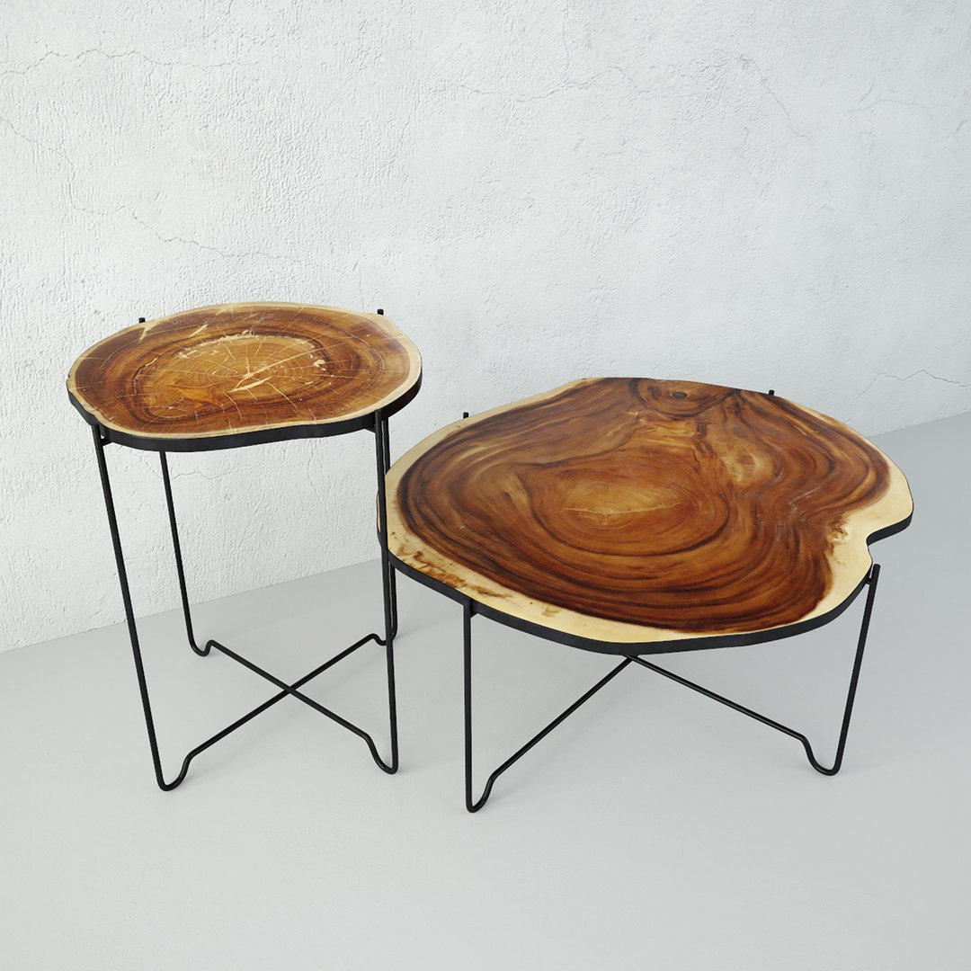 Wood Slice Coffee Tables 3D - TurboSquid 2120812