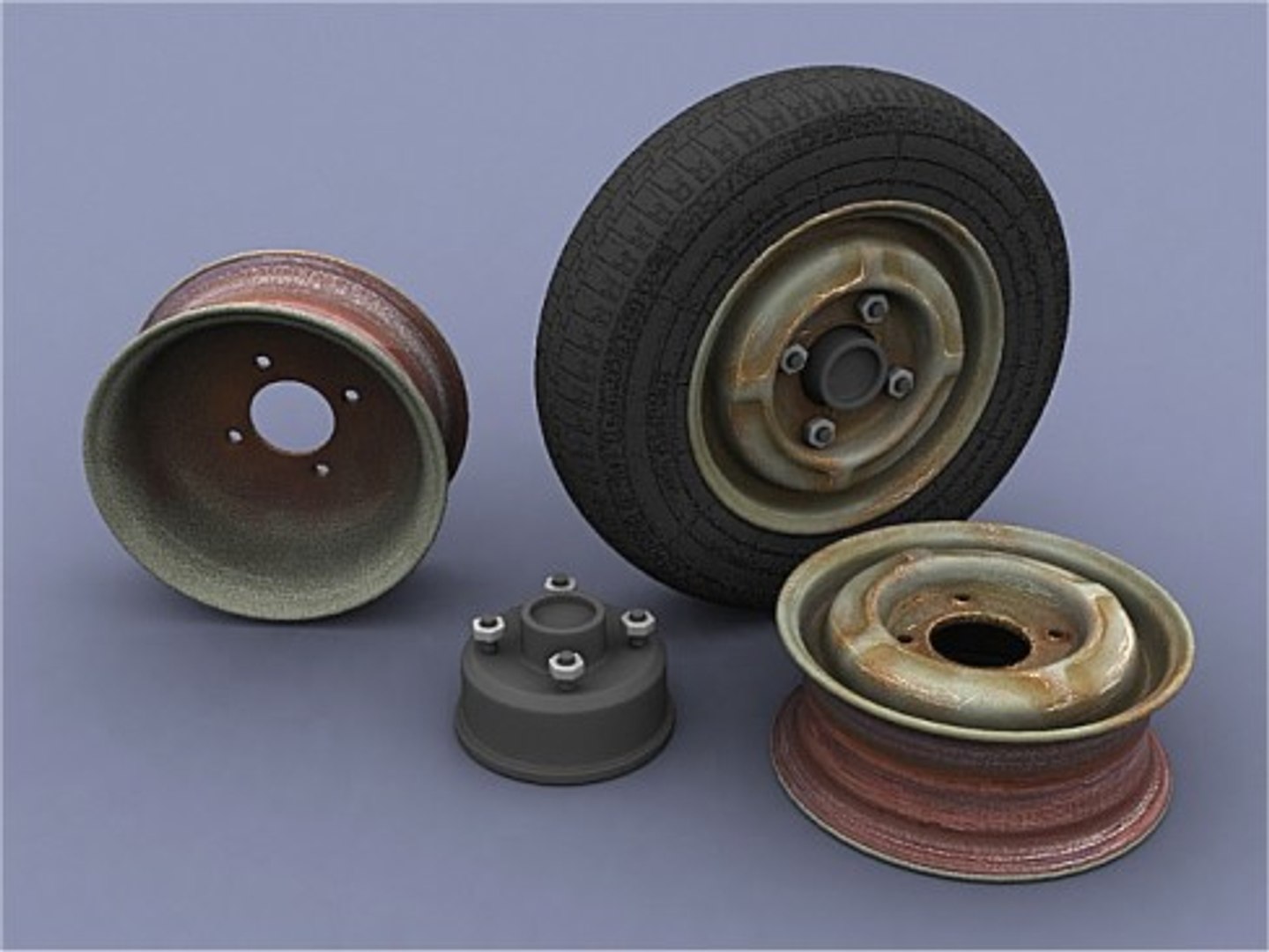 Old Used Rim Tire 3d Model