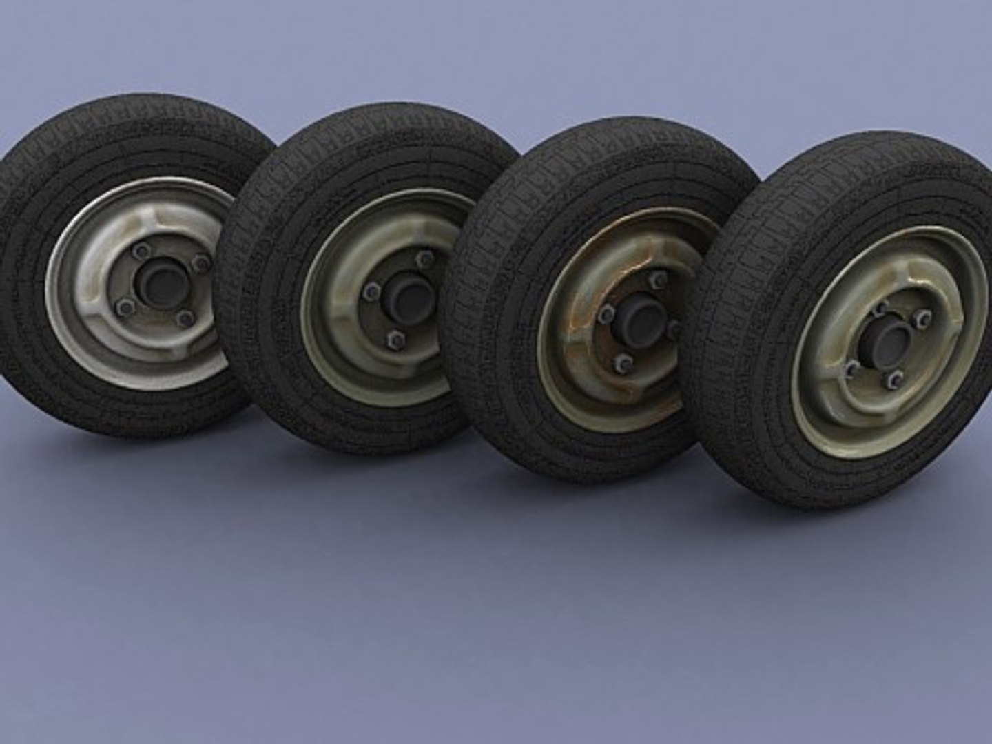 Old Used Rim Tire 3d Model