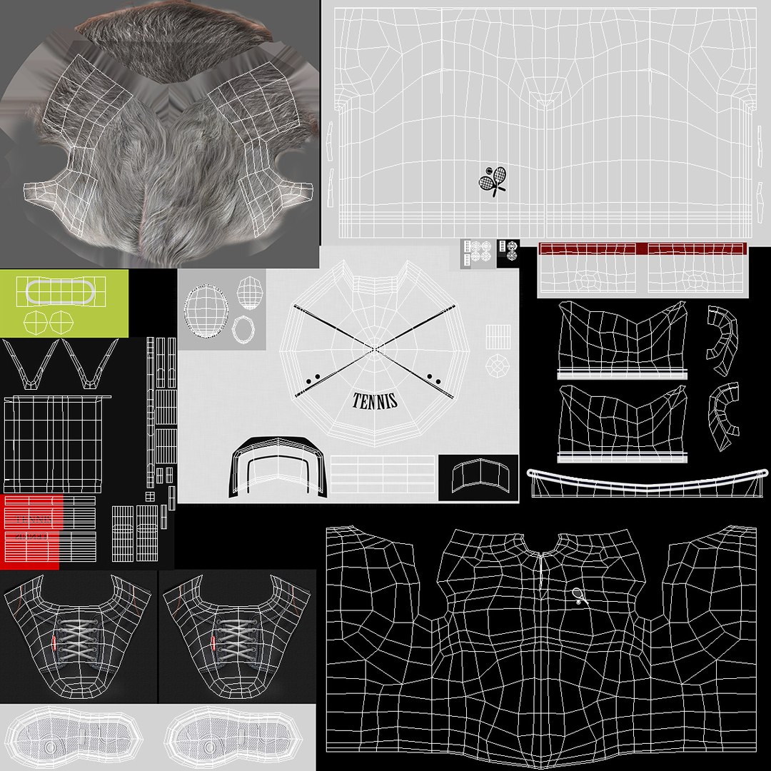 3D Elderly Tennis Player With Racket And Ball Rigged For Maya ...