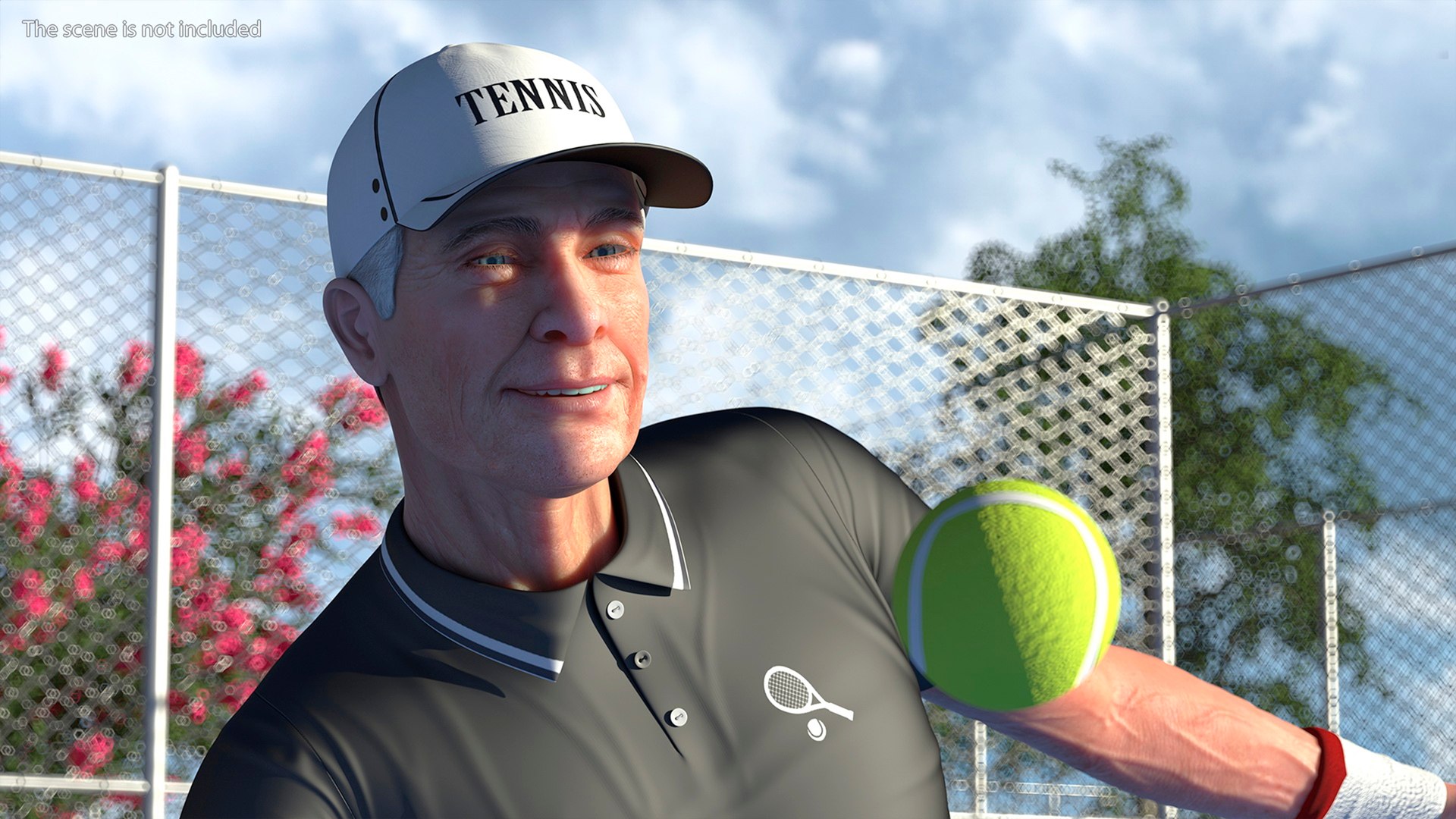 3D Elderly Tennis Player With Racket And Ball Rigged For Maya ...