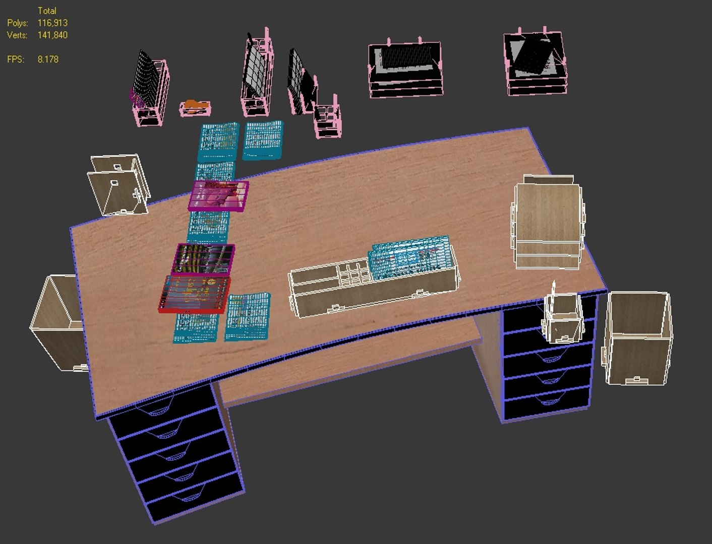 office desk accessories 3d 3ds