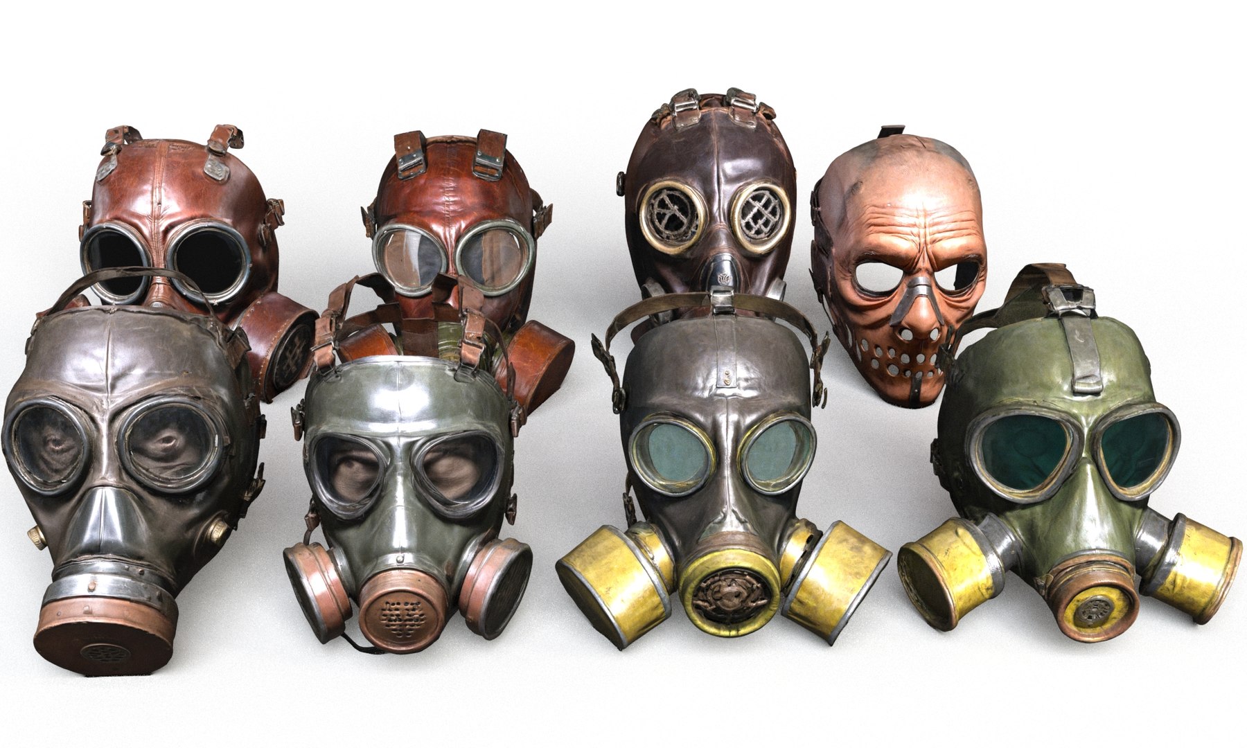 3D Old Gas Masks Pack - TurboSquid 2334280