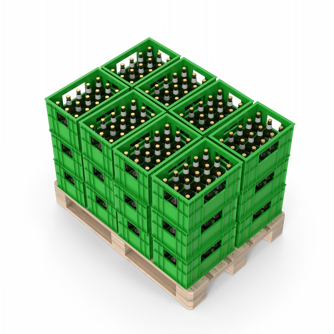 3D Crates With Beer Bottles On Wood Pallet Model - TurboSquid 2035593