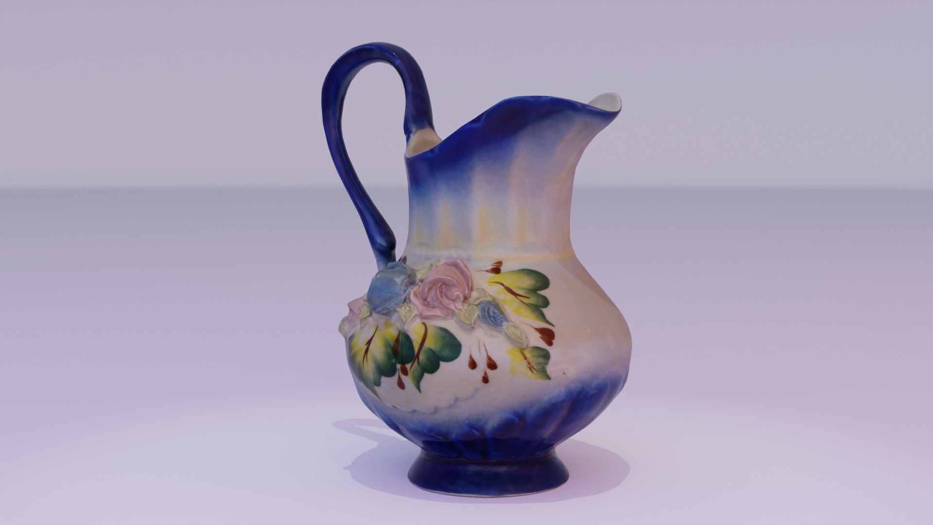 Porcelain pitcher with roses 01 3D model 3D model - TurboSquid 1968962
