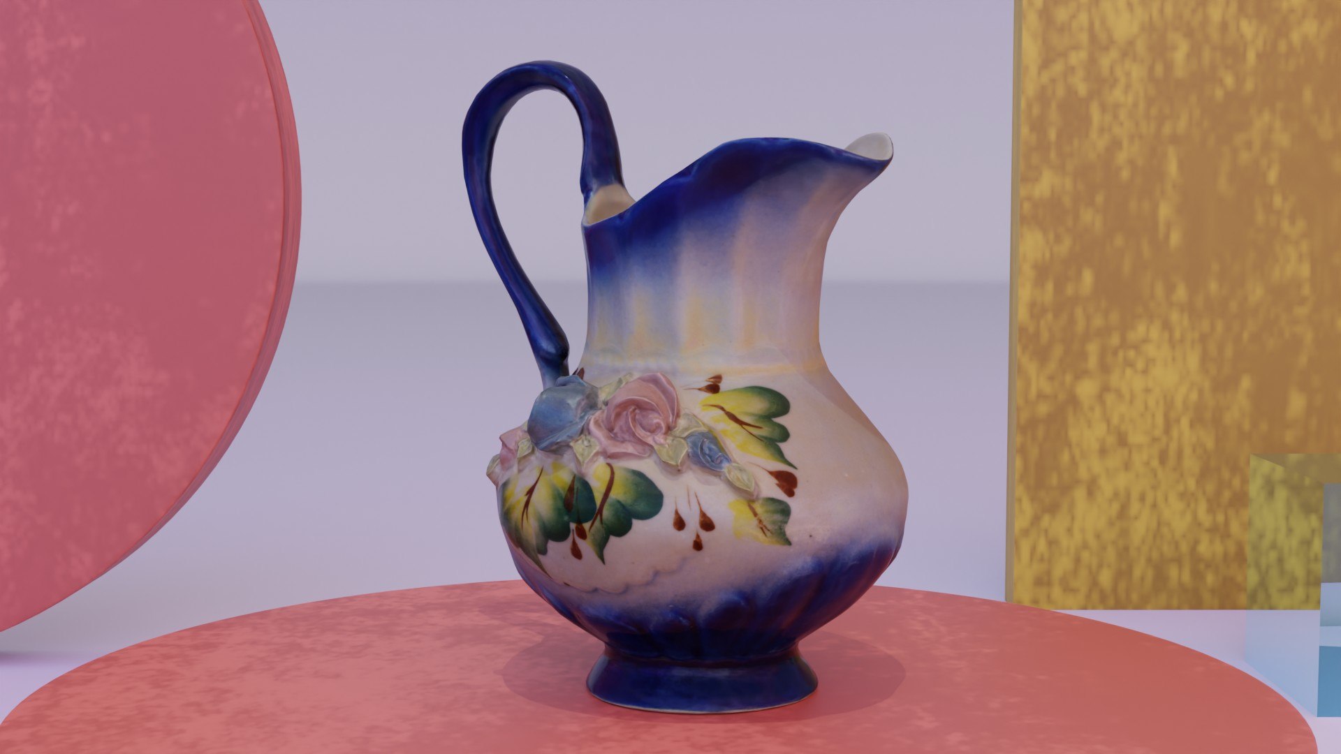 Porcelain pitcher with roses 01 3D model 3D model - TurboSquid 1968962