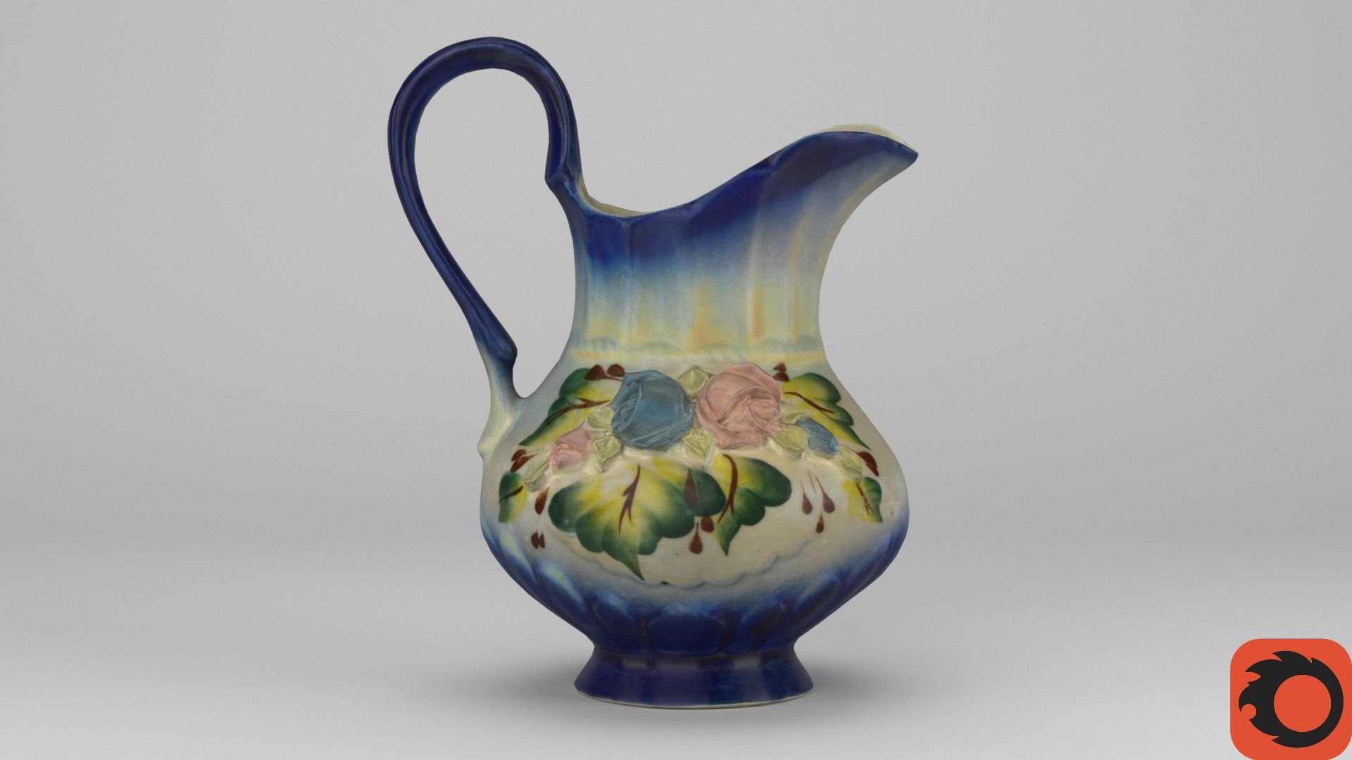 Porcelain pitcher with roses 01 3D model 3D model - TurboSquid 1968962