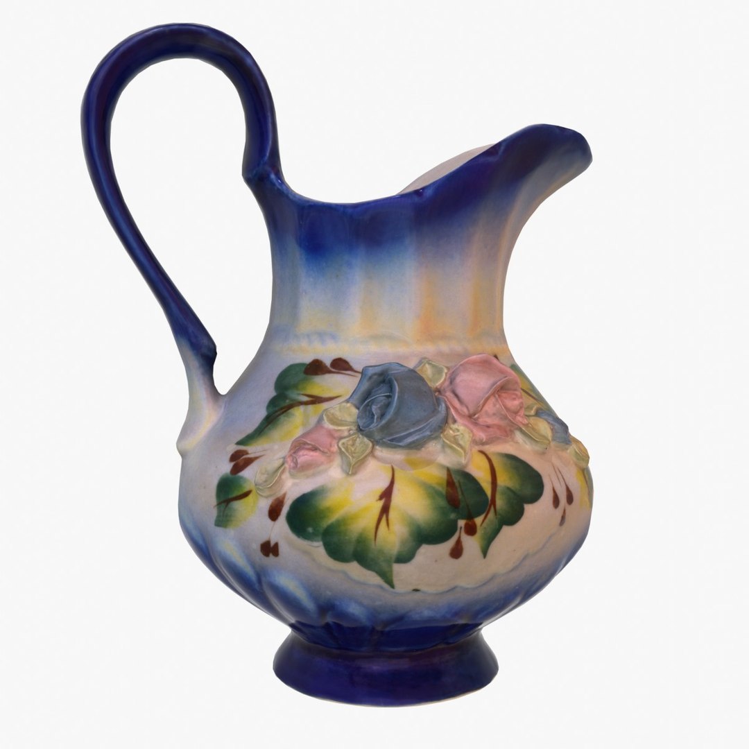 Porcelain pitcher with roses 01 3D model 3D model - TurboSquid 1968962
