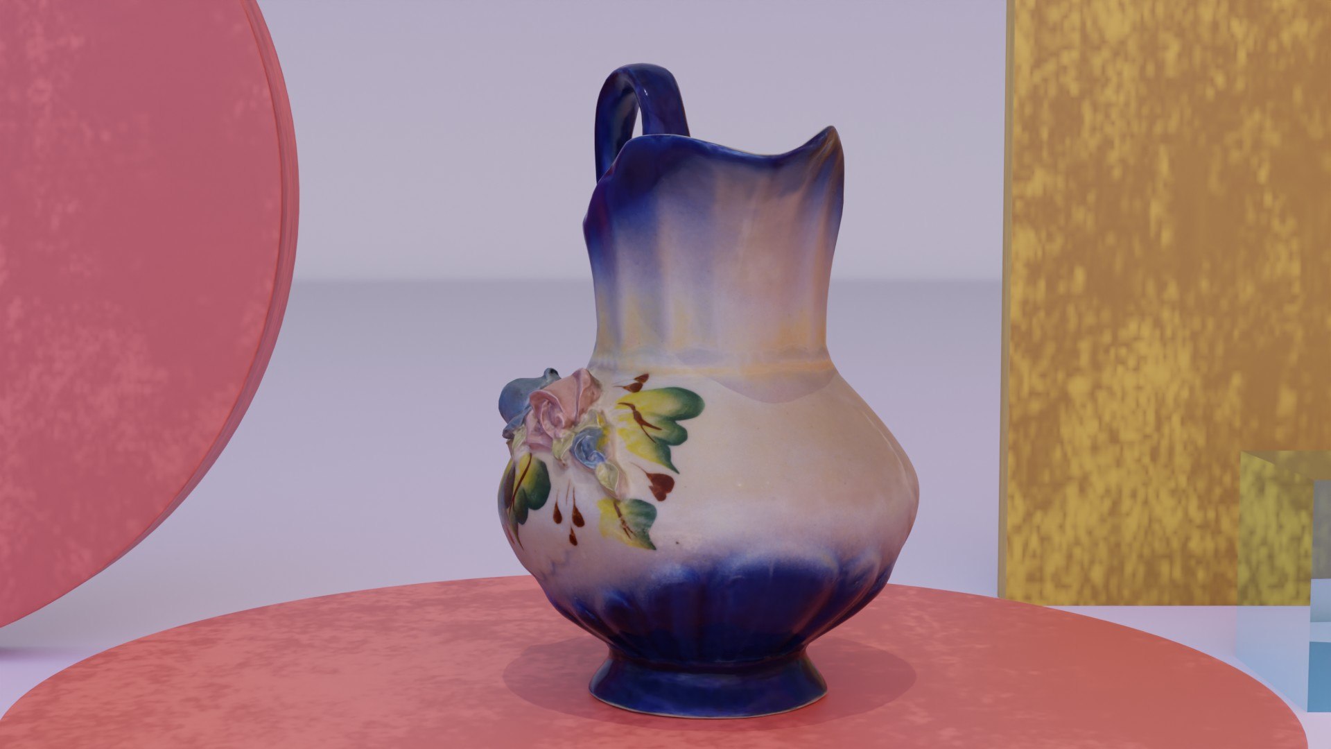 Porcelain pitcher with roses 01 3D model 3D model - TurboSquid 1968962