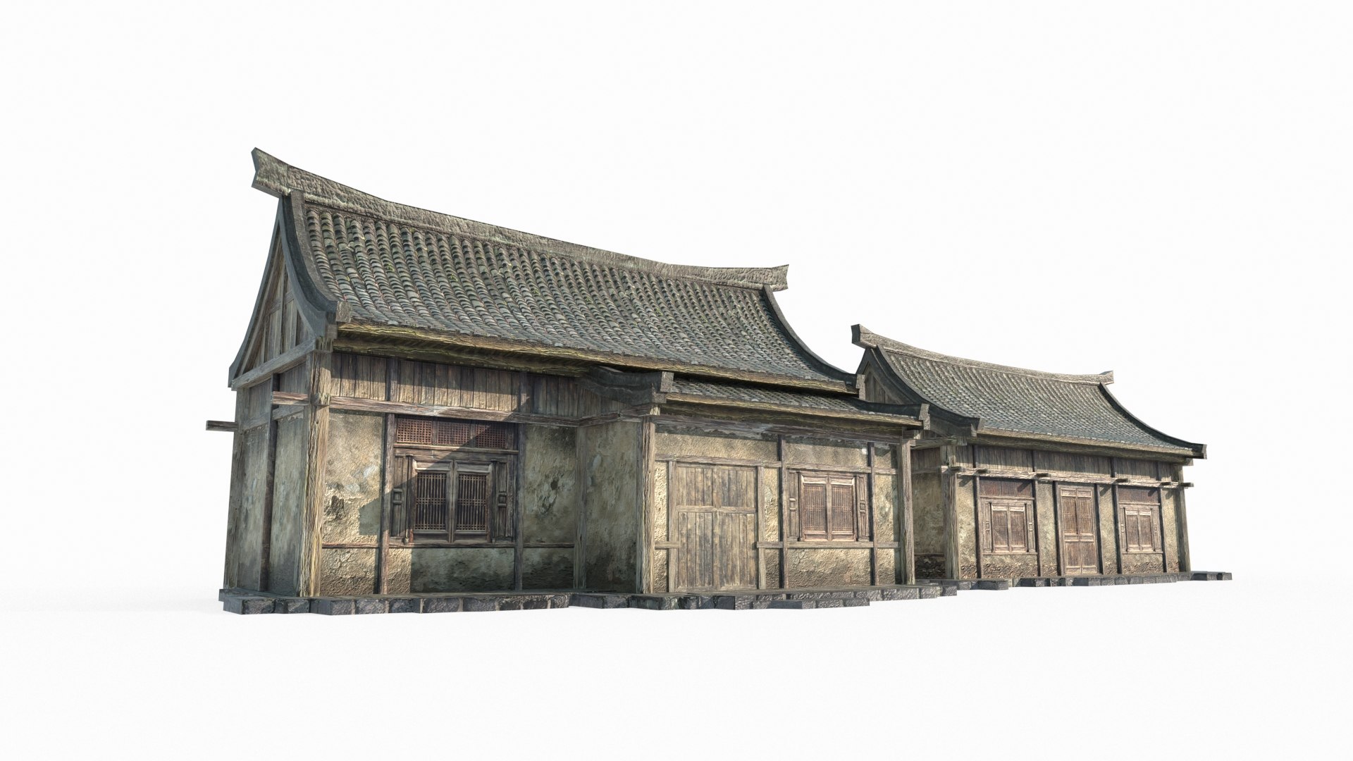 Two Tile Houses In Ancient Asian Architecture 3D - TurboSquid 2428483