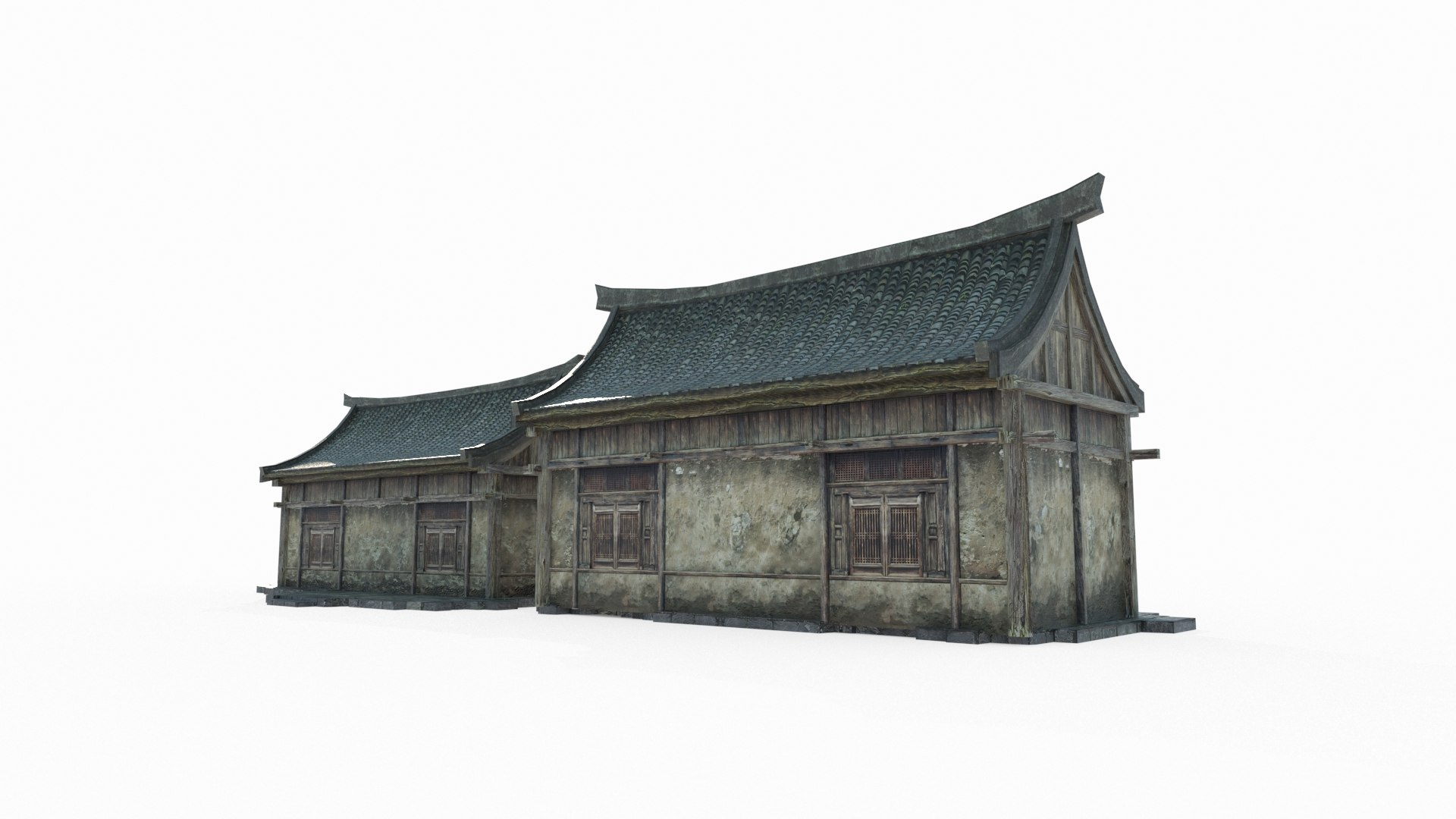 Two Tile Houses In Ancient Asian Architecture 3D - TurboSquid 2428483