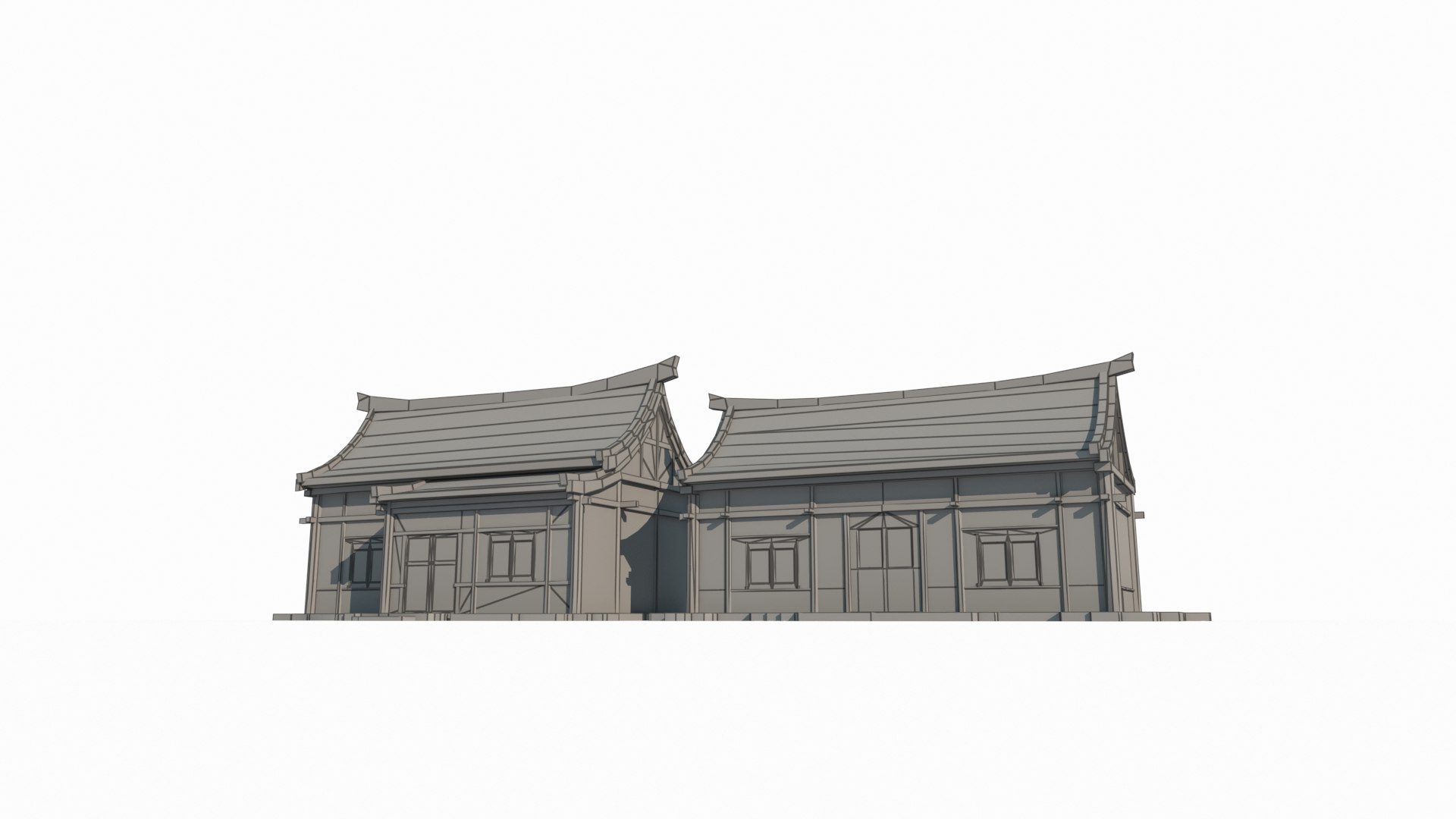 Two Tile Houses In Ancient Asian Architecture 3D - TurboSquid 2428483