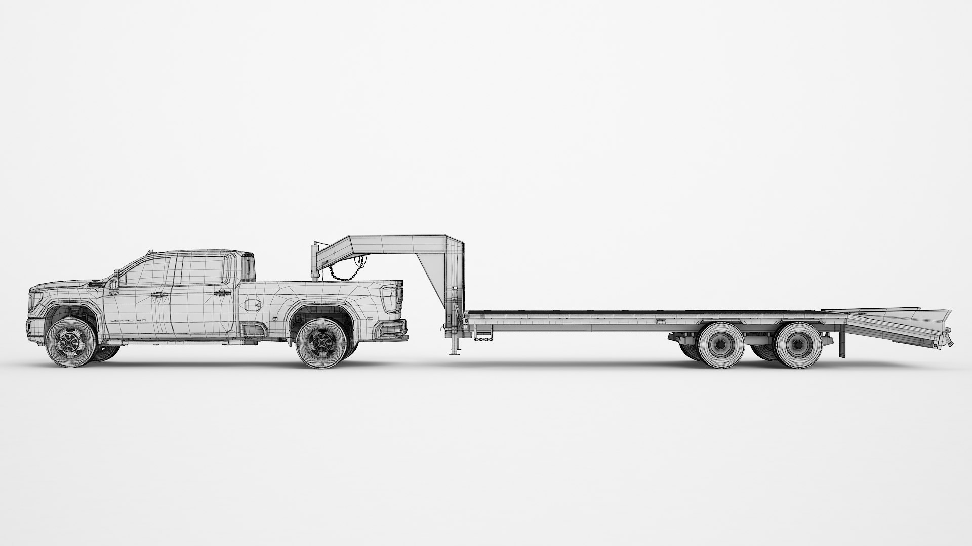 GMC SIERRA HD DENALI 2020 Gooseneck Trailer 03 model - TurboSquid 2015404