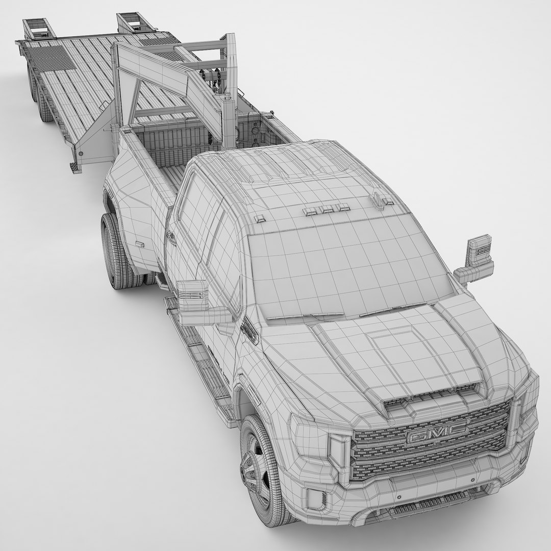 GMC SIERRA HD DENALI 2020 Gooseneck Trailer 03 model - TurboSquid 2015404