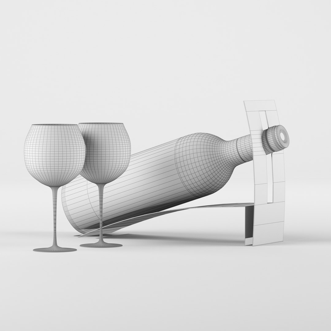 red wine set chateau 3d model