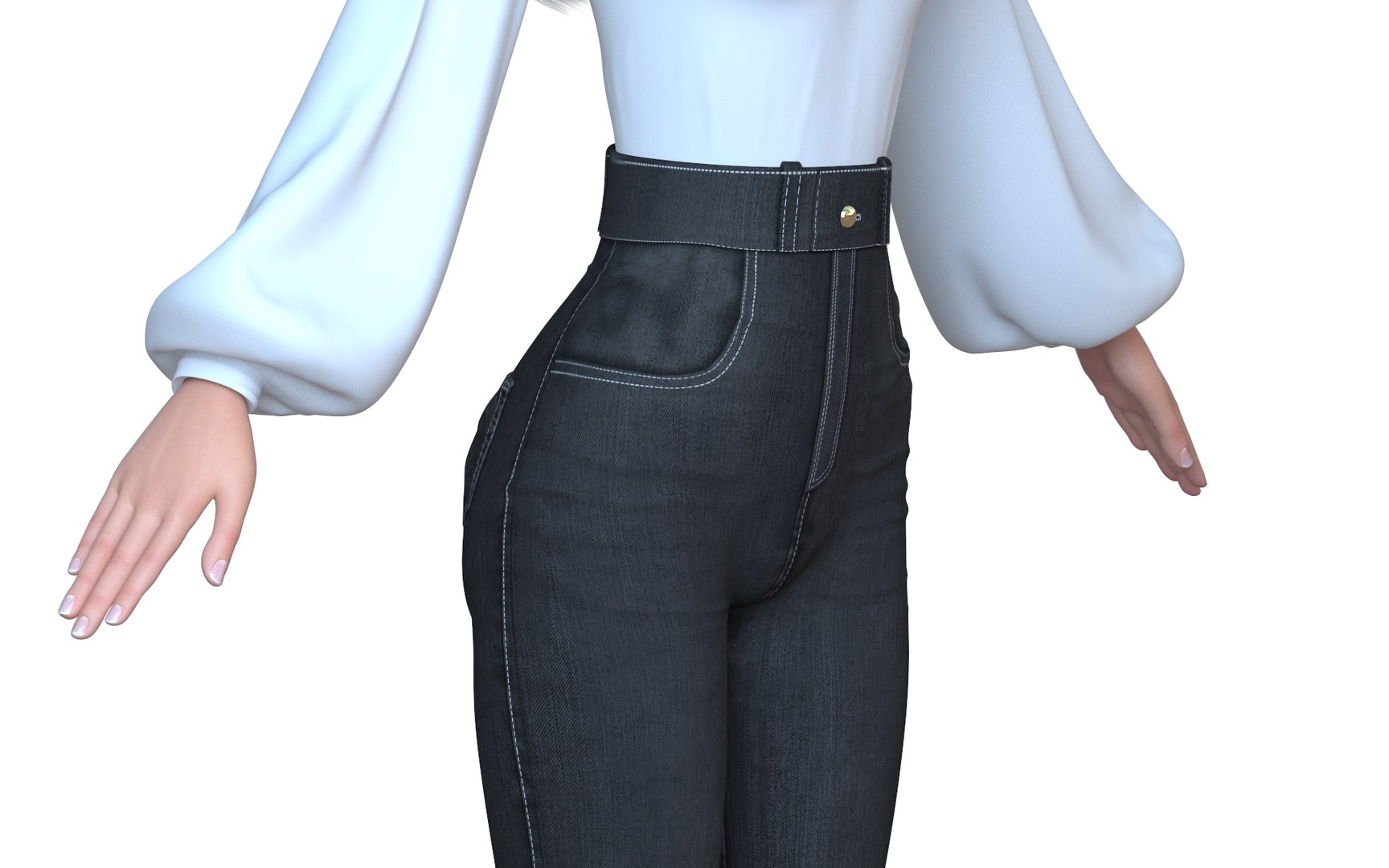 Cartoon Girl Blonde Casual Default White 3D Model - TurboSquid 2271174