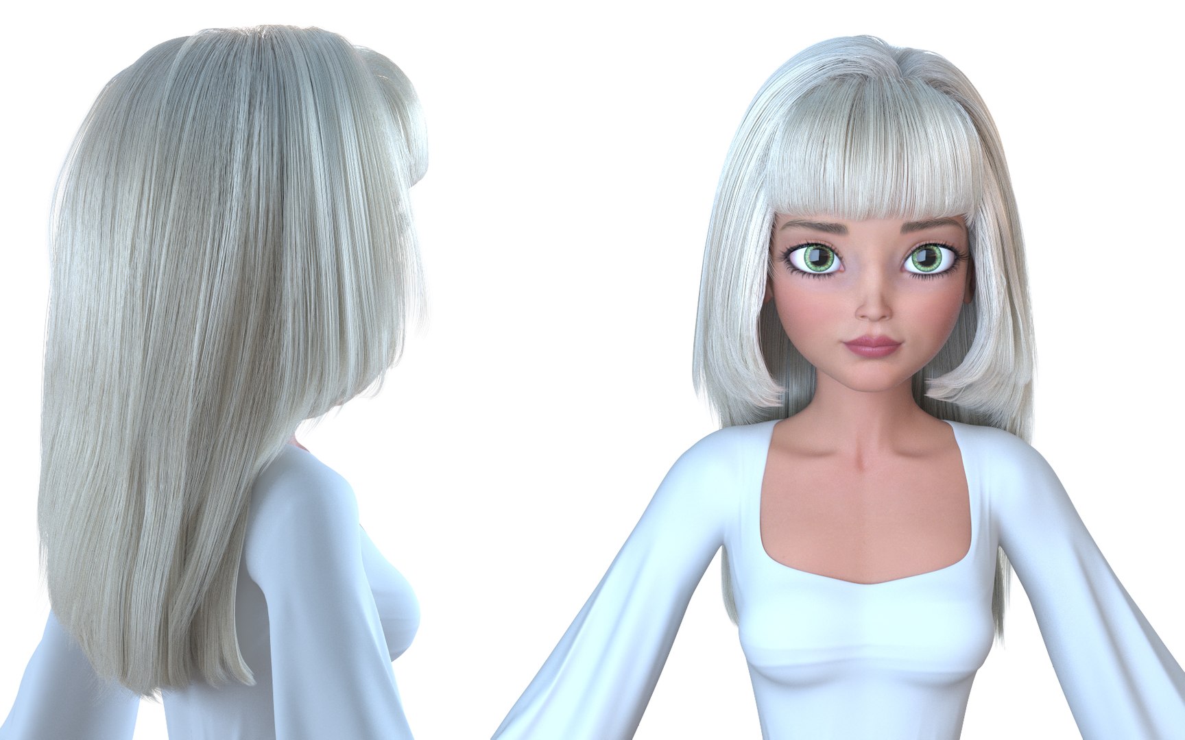 Cartoon Girl Blonde Casual Default White 3D Model - TurboSquid 2271174
