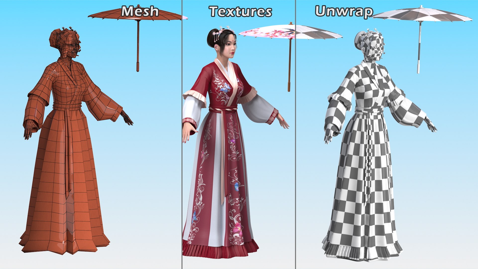 Traditional Chinese Woman Rigged 3D model - TurboSquid 2024971