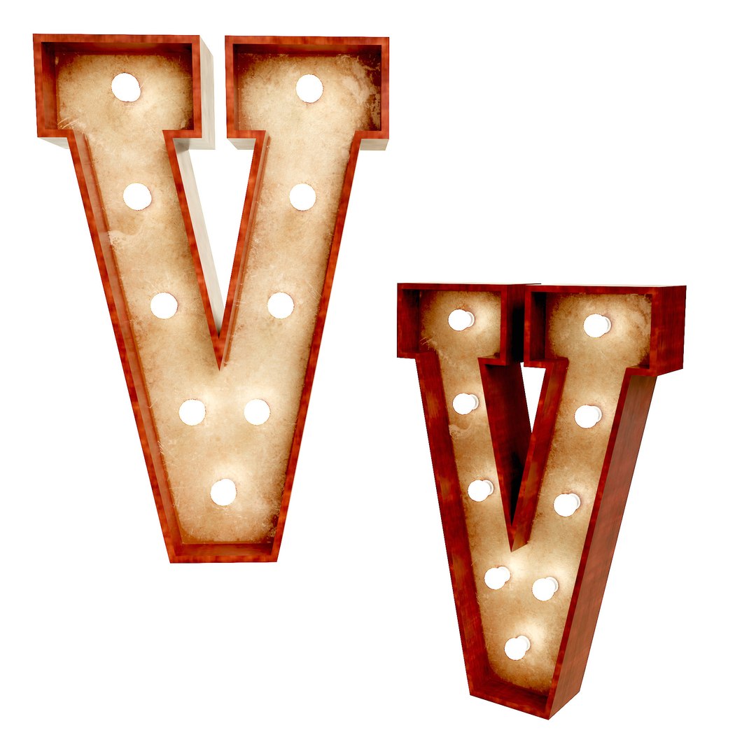 3D Marquee V Wooden Glow Sign 3dmodel - TurboSquid 1976019