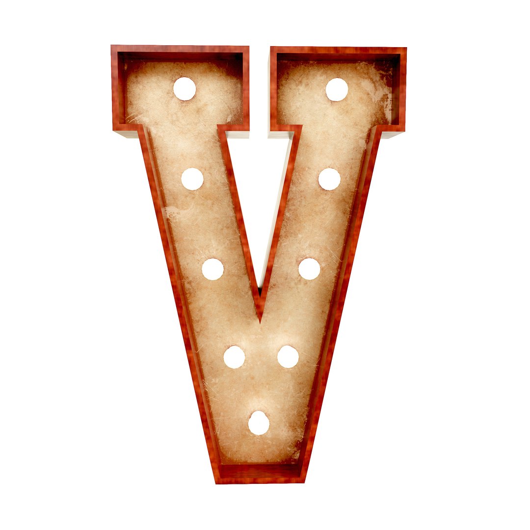 3D Marquee V Wooden Glow Sign 3dmodel - TurboSquid 1976019