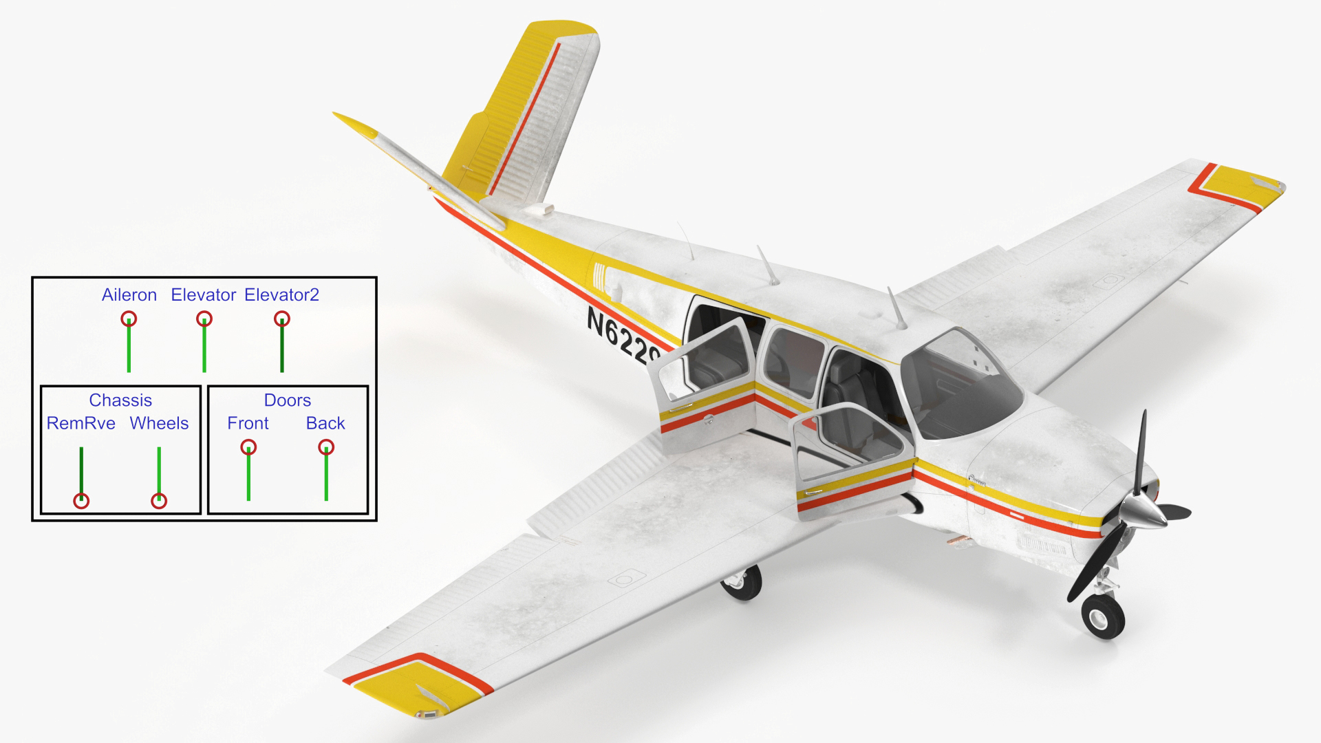 3D Model Single Engine Private Aircraft Beechcraft Bonanza S35 Rigged ...