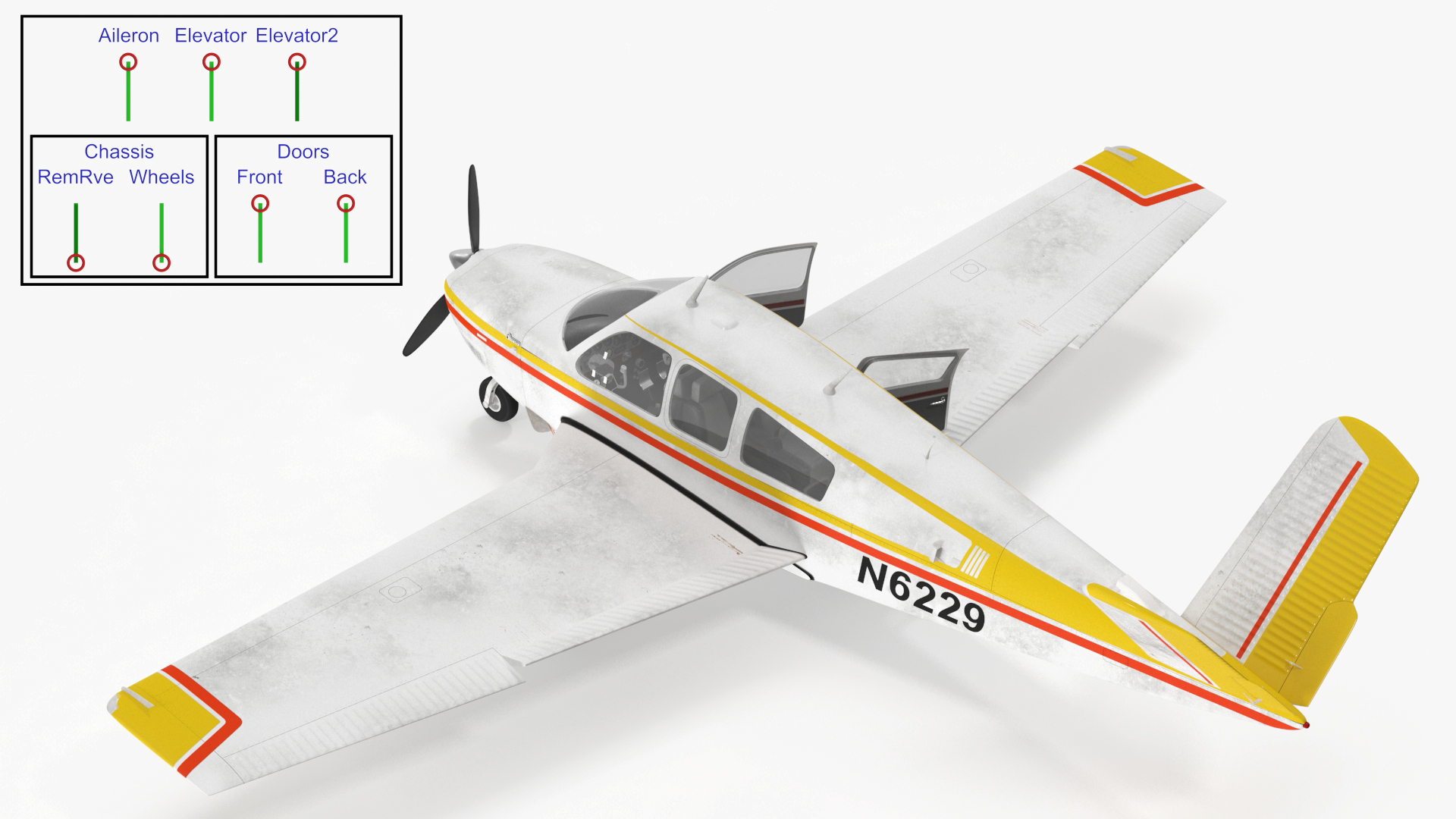 3D Model Single Engine Private Aircraft Beechcraft Bonanza S35 Rigged ...