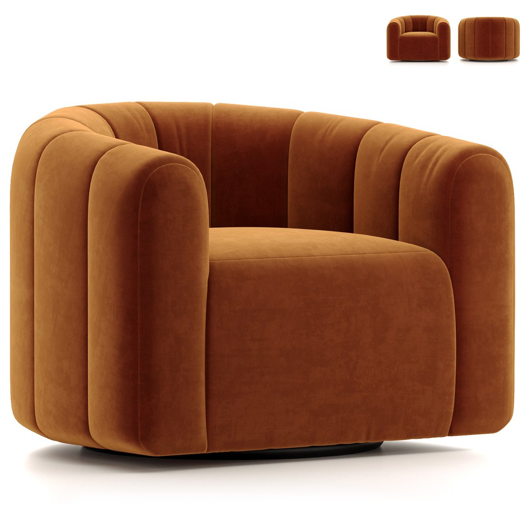 FITZ RUSSET VELVET SWIVEL CHAIR 3D Model - TurboSquid 2039014
