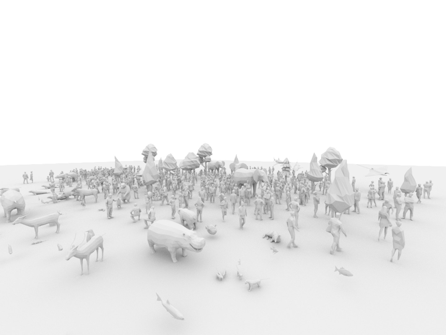 People Animal Crowd Pose 3D Model - TurboSquid 1566787
